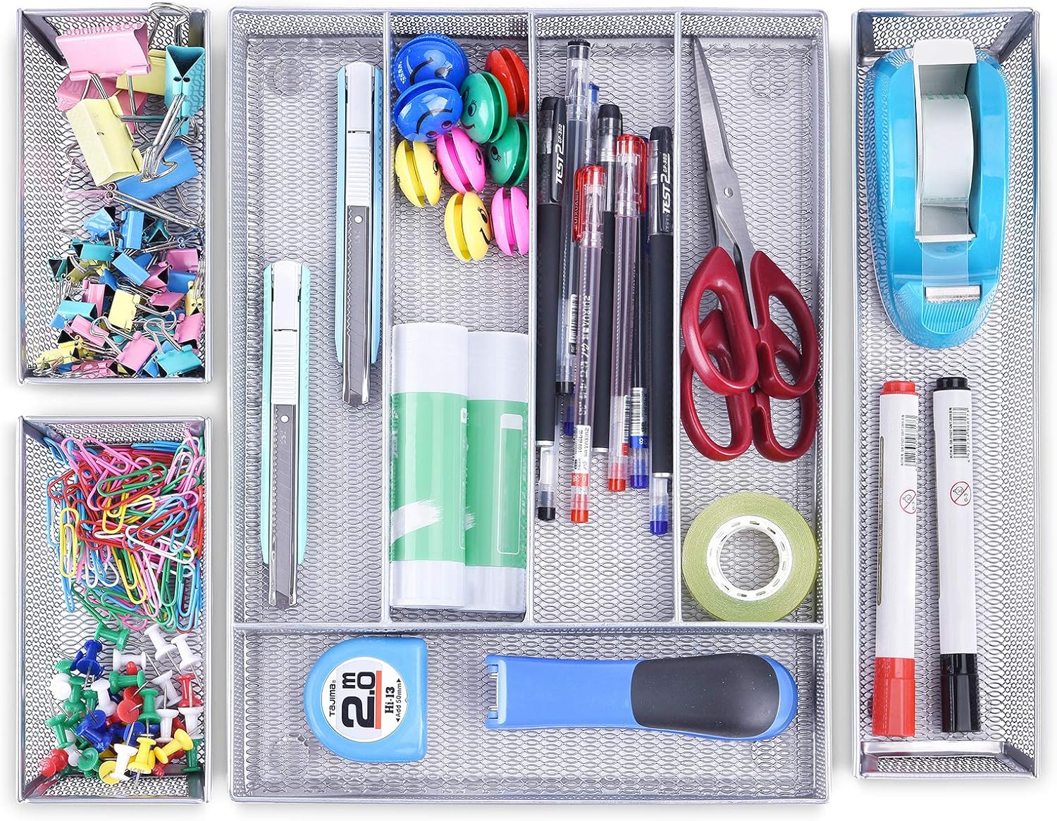 Desk Drawer Tidy Organiser, 5+3 Compartments Office Drawer Organiser ...