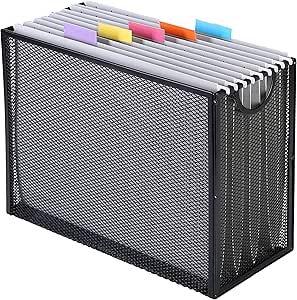 Amazon.com : Hanging File Organizer Filing Box - Metal Mesh File Crate ...