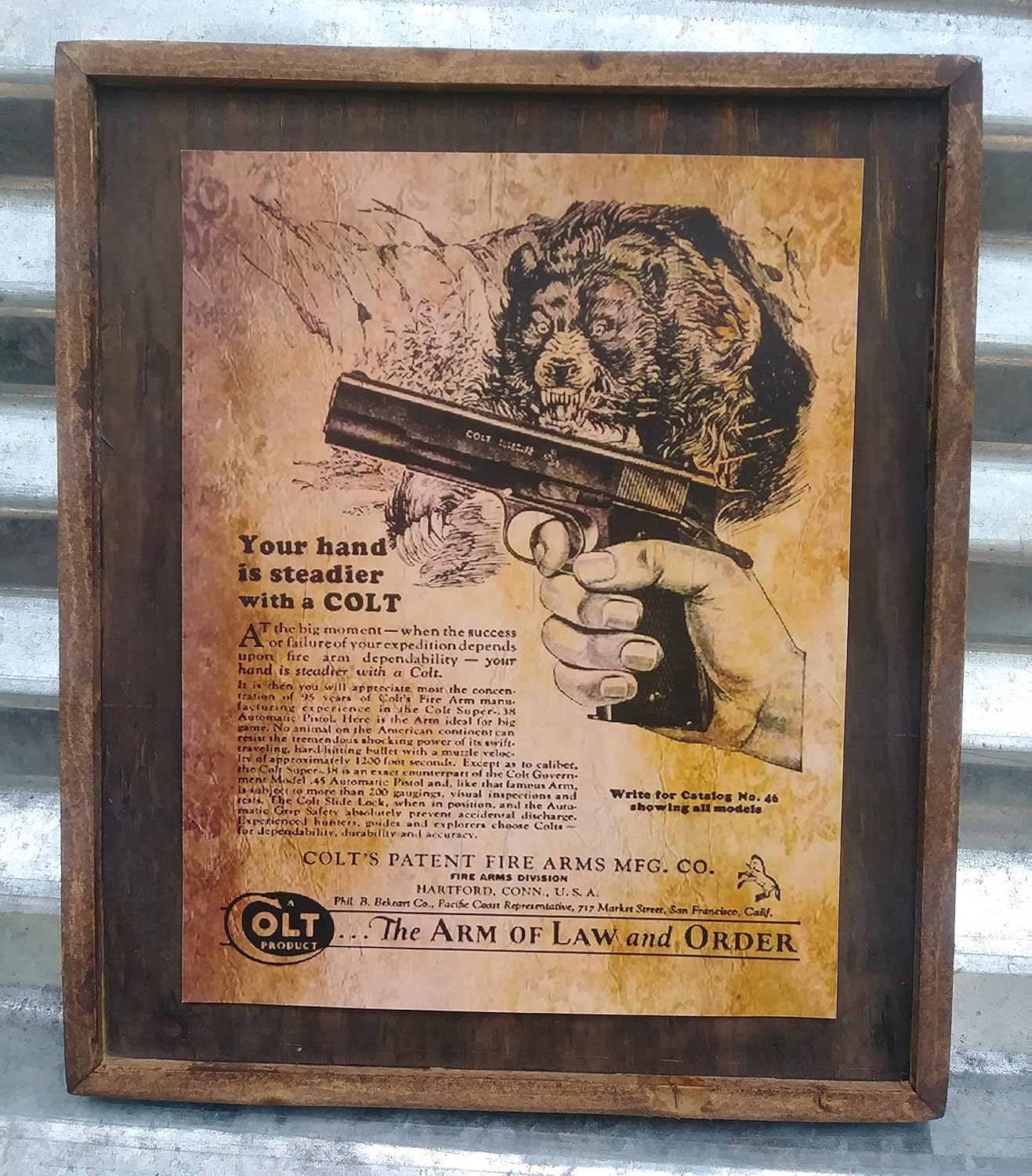 Amazon.com: Colt 1911 Pistol Advertisement - Wooden Sign: Handmade
