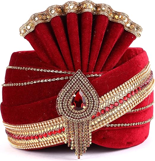 Zapstar Dulha/Bridegroom/Wedding Pagdi/Safa/Turban/Sehra for Men Maroon ...