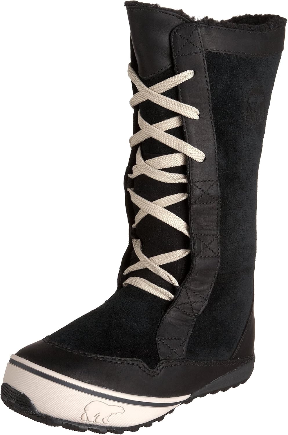 Amazon.com | Sorel Women's Mackenzie Lace Tall NL1607 Boot,Black/Stone ...