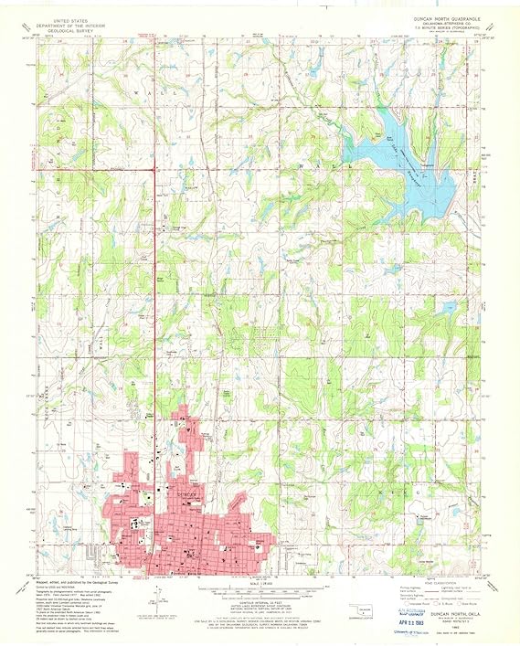 Amazon.com: Oklahoma Maps - 1982 Duncan North, OK - USGS Historical ...