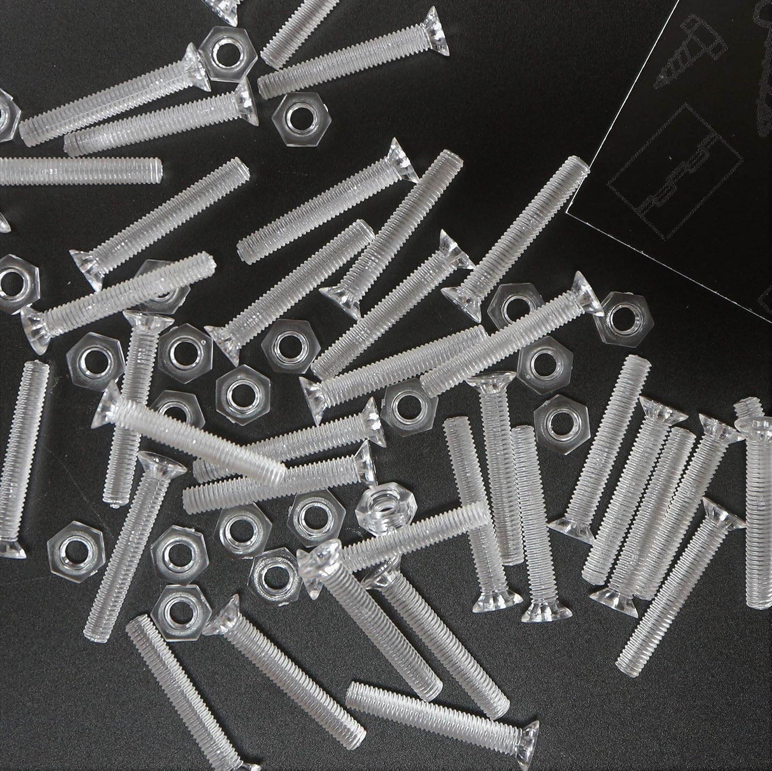 50 x Crosshead Countersunk Screws Nuts and Bolts, Transparent Clear ...