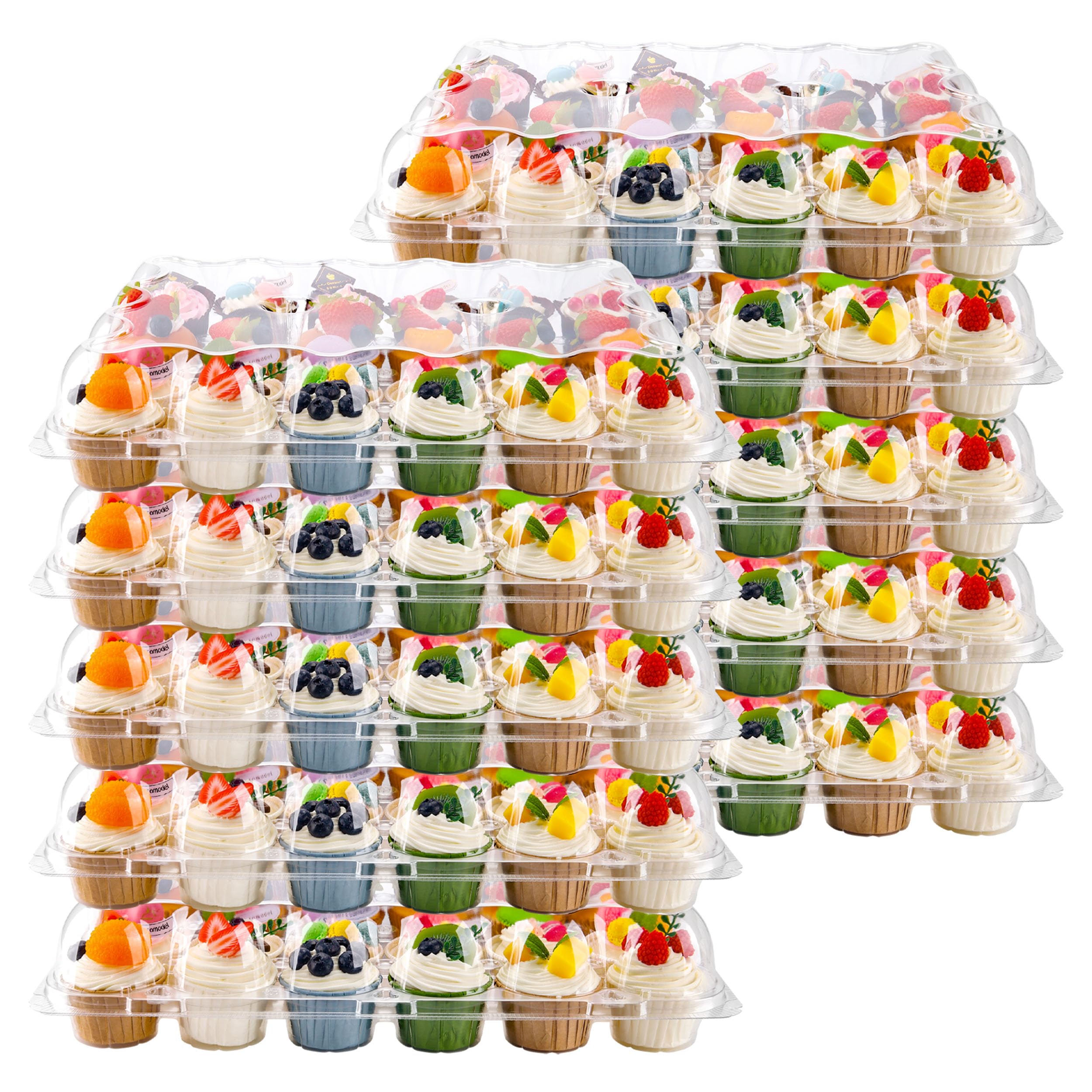 NPLUX 24 Count Cupcake Containers 5 pack Cupcake Holders Plastic Clear ...