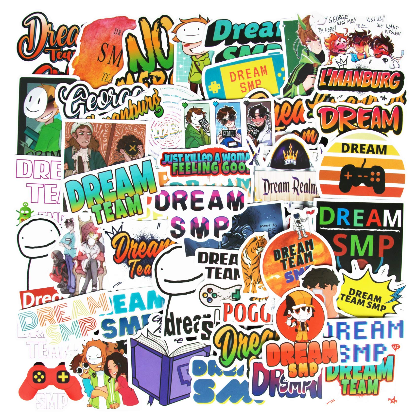 Buy Dream SMP Stickers, 50Pcs Waterproof Anime Skateboard Stickers for ...