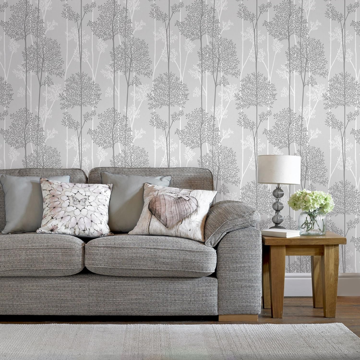 Superfresco Easy Eternal Grey/White Tree Print Wallpaper – BigaMart