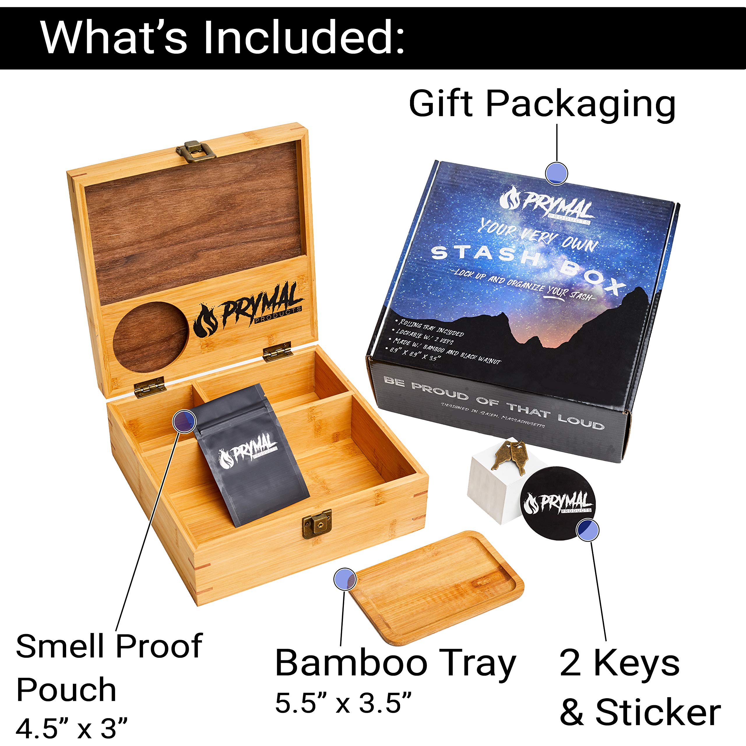 Extra Large Stash Box With Lock and Key, Tray and Smell Proof Pouch Set ...