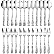 Silverware Set Black Xideman® 12-Piece Premium Hammered Salad Forks Set ...
