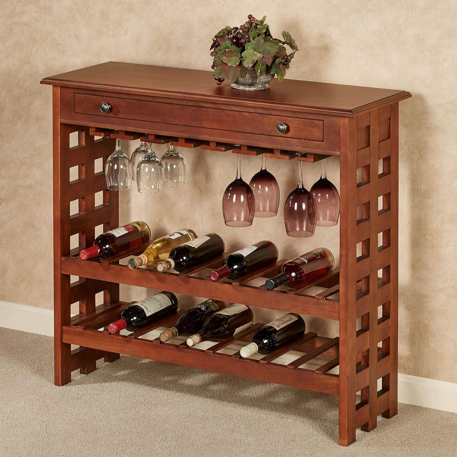 Amazon.com: Touch of Class Colborn Wine Rack Table Regal Walnut: Home ...