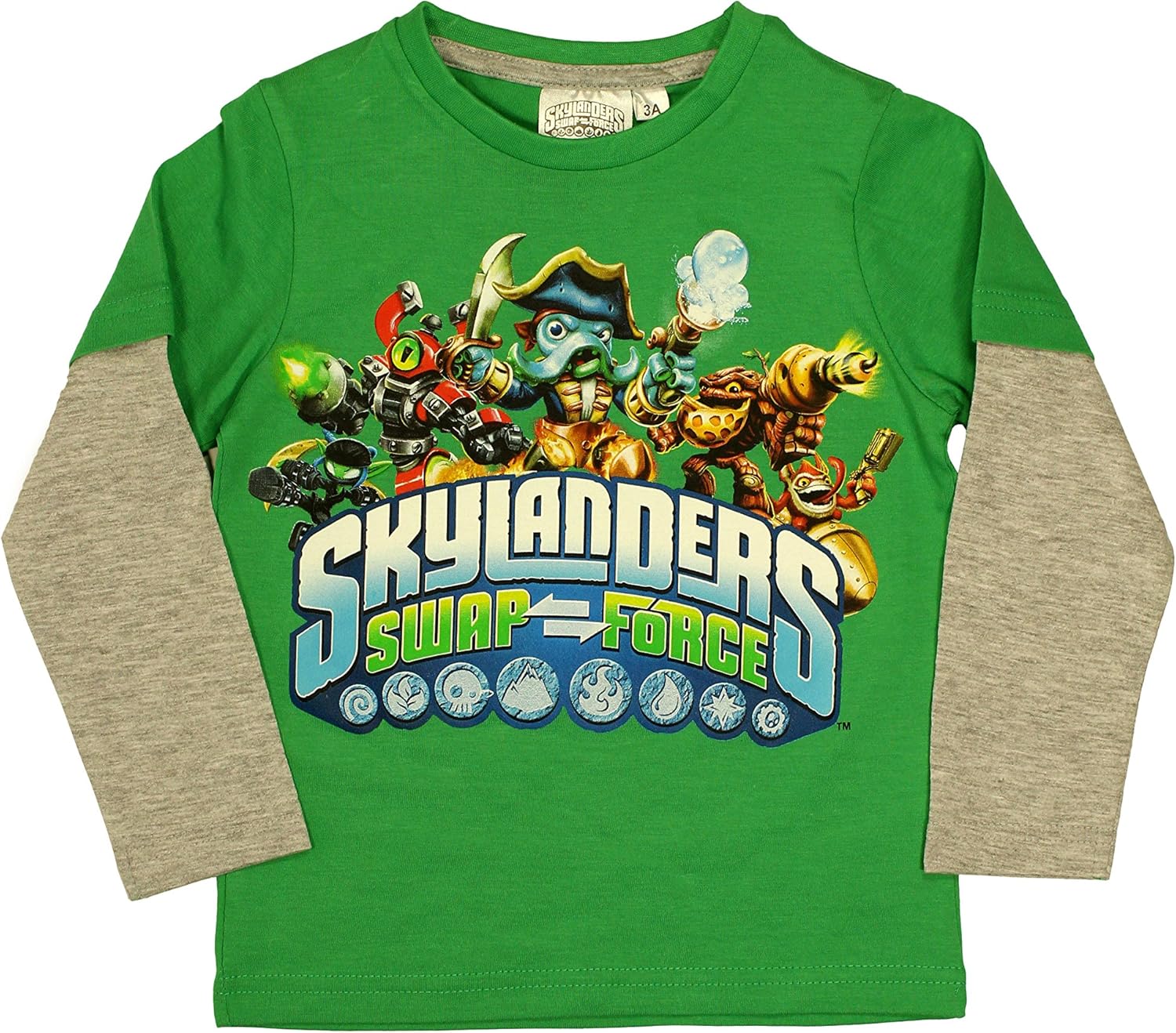 SKYLANDERS Official Boys T-Shirt Long Sleeve 3/8 Years Green: Amazon.co ...