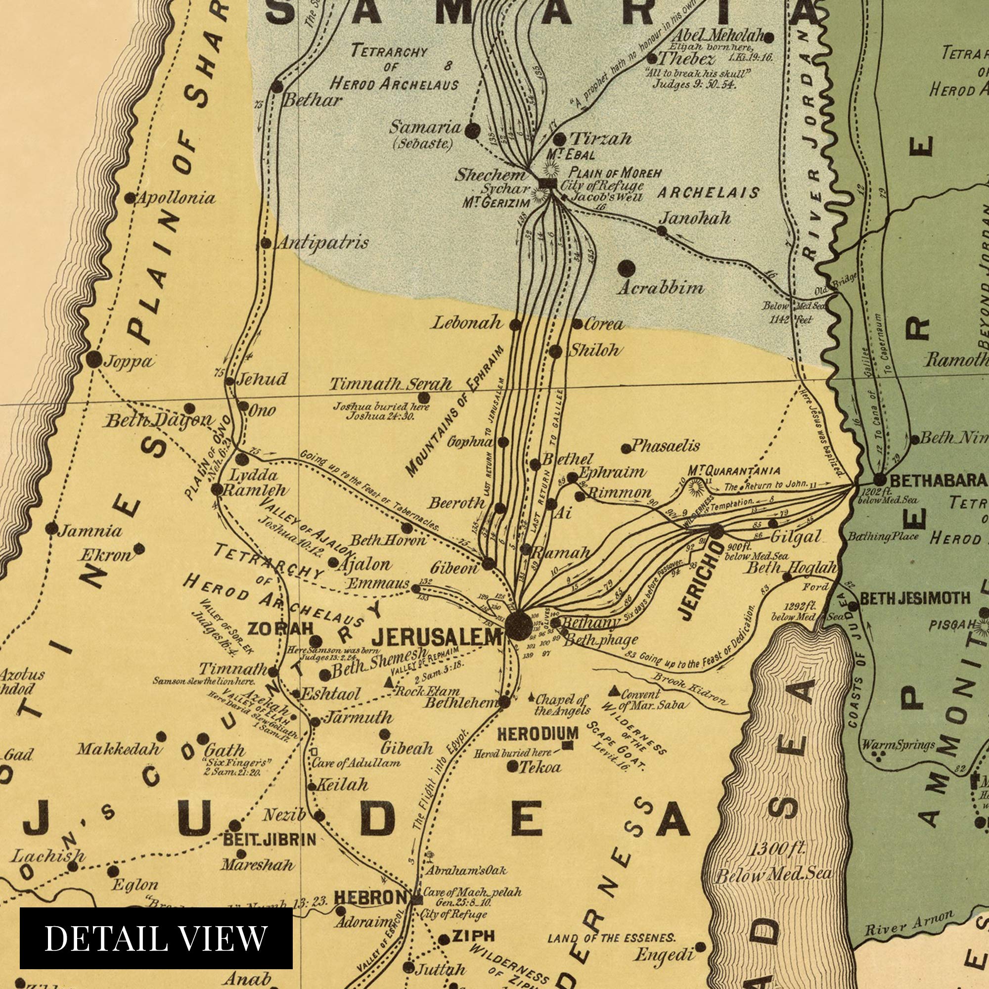 HISTORIX Vintage 1881 The Journeys And Deeds Of Jesus Christ Map ...
