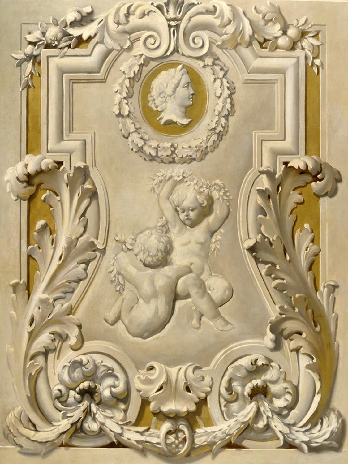 Trompe-l'oeil flowers people cupid Tile Mural Bathroom Backsplash ...