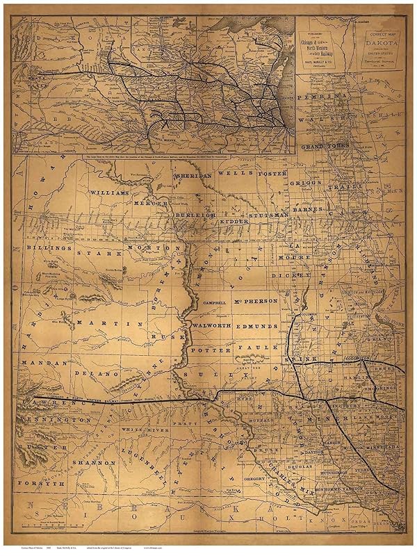 Amazon.com: Dakota Territory - 1882 Old Map Reprint - North Dakota ...