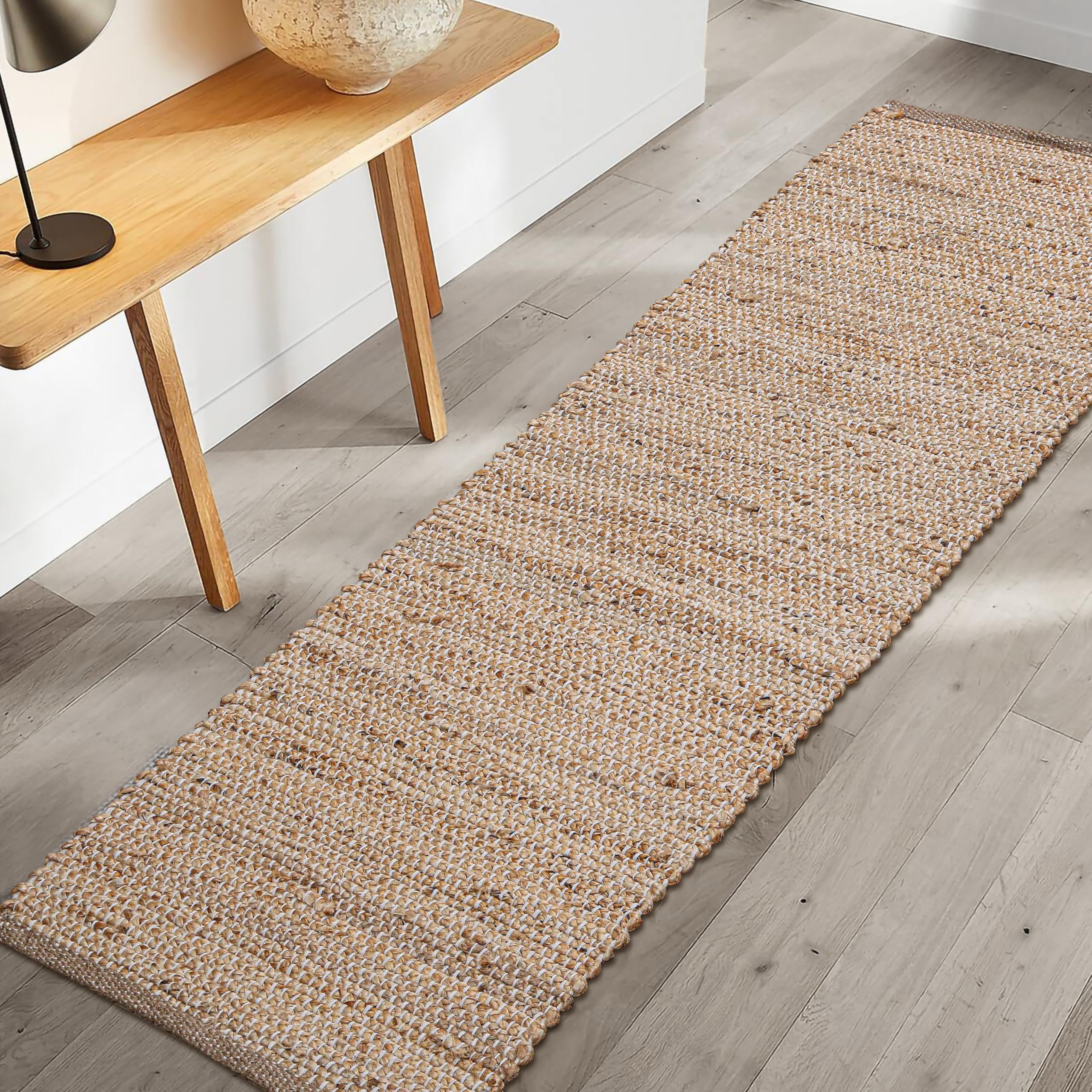 Hausattire Jute Woven Runner Rug 2'x6' - Natural, Hand Braided Boho ...