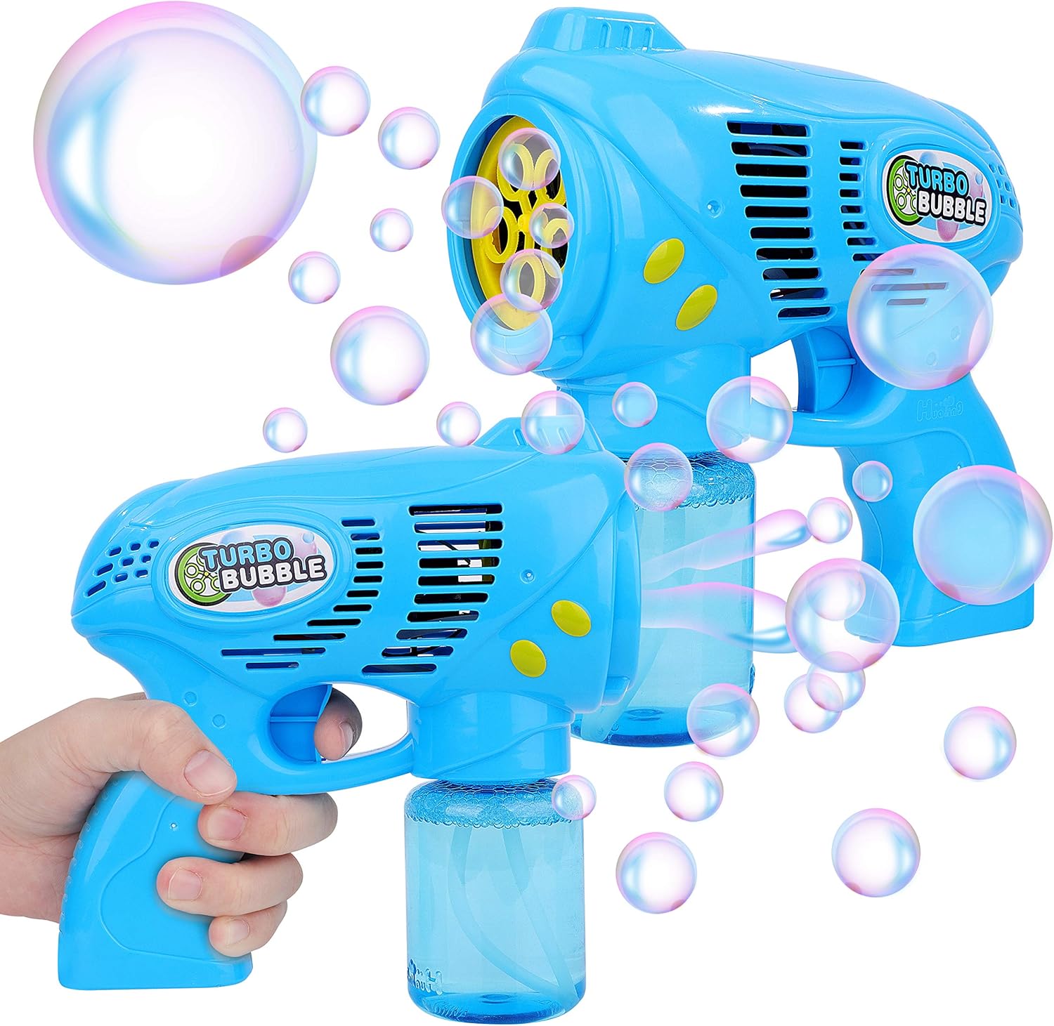 Amazon.com: FiGoal 2 Pack Bubble Guns with 2 Bubble Solution Refills (5 ...