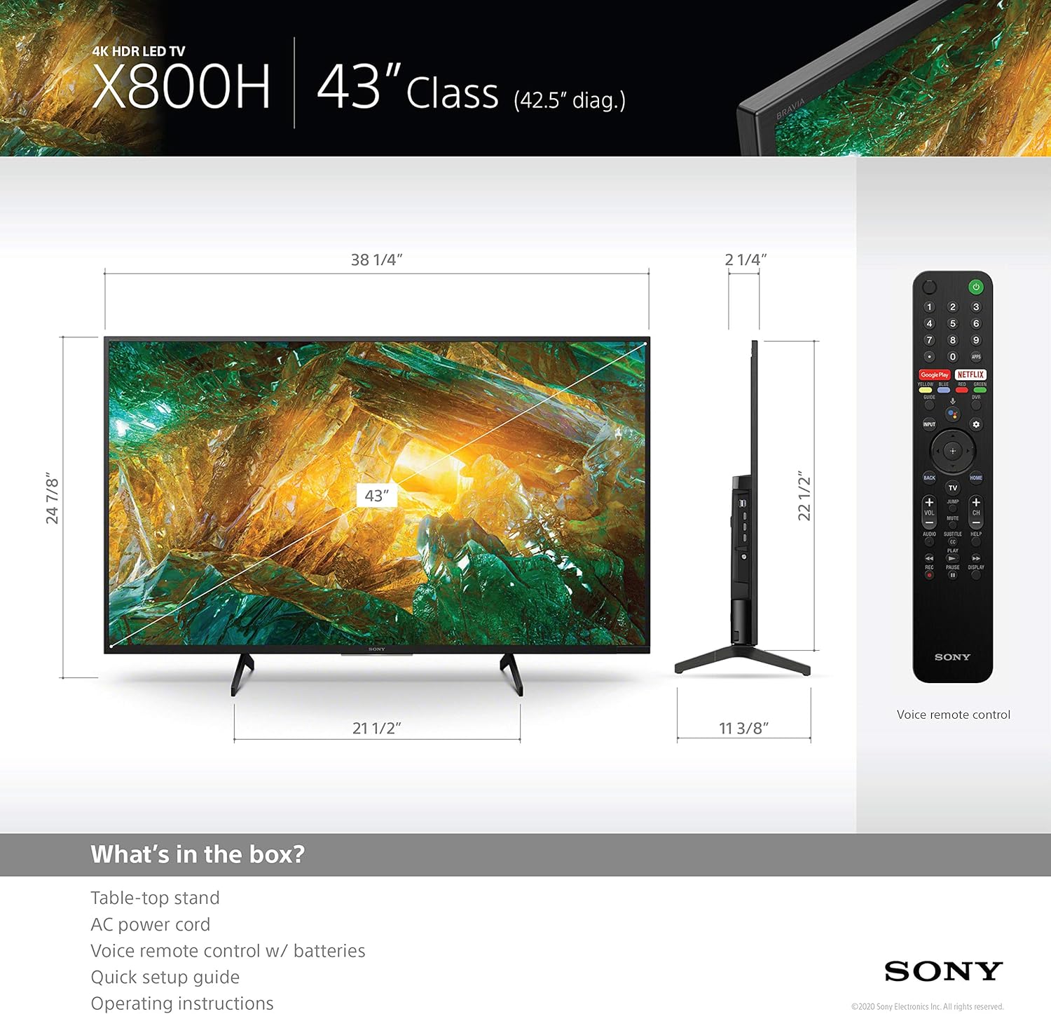 Sony X800H 43 Inch TV: 4K Ultra HD Smart LED TV with HDR and Alexa ...