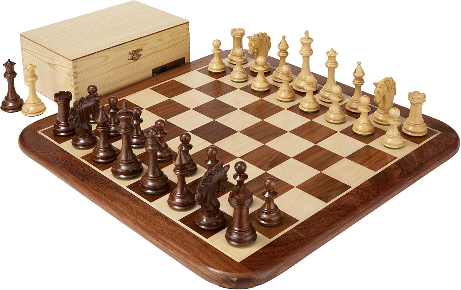 Uber Games Tilted Mayfield Sheesham Chess Set & Storage Box – 4″ King ...