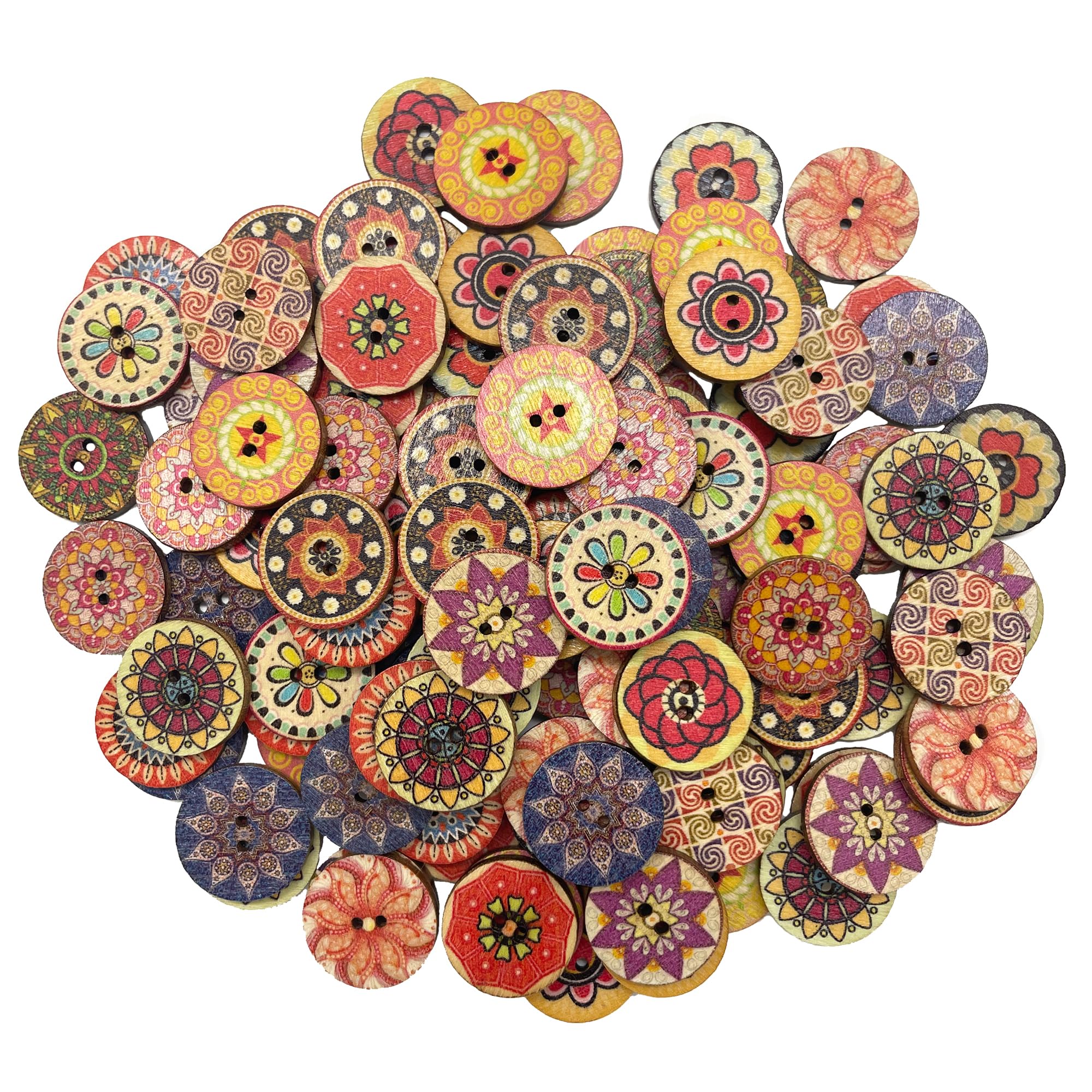 CANDEOLA 180-Pcs 3/4" Mixed Vintage Flower Wooden Buttons | Bulk ...