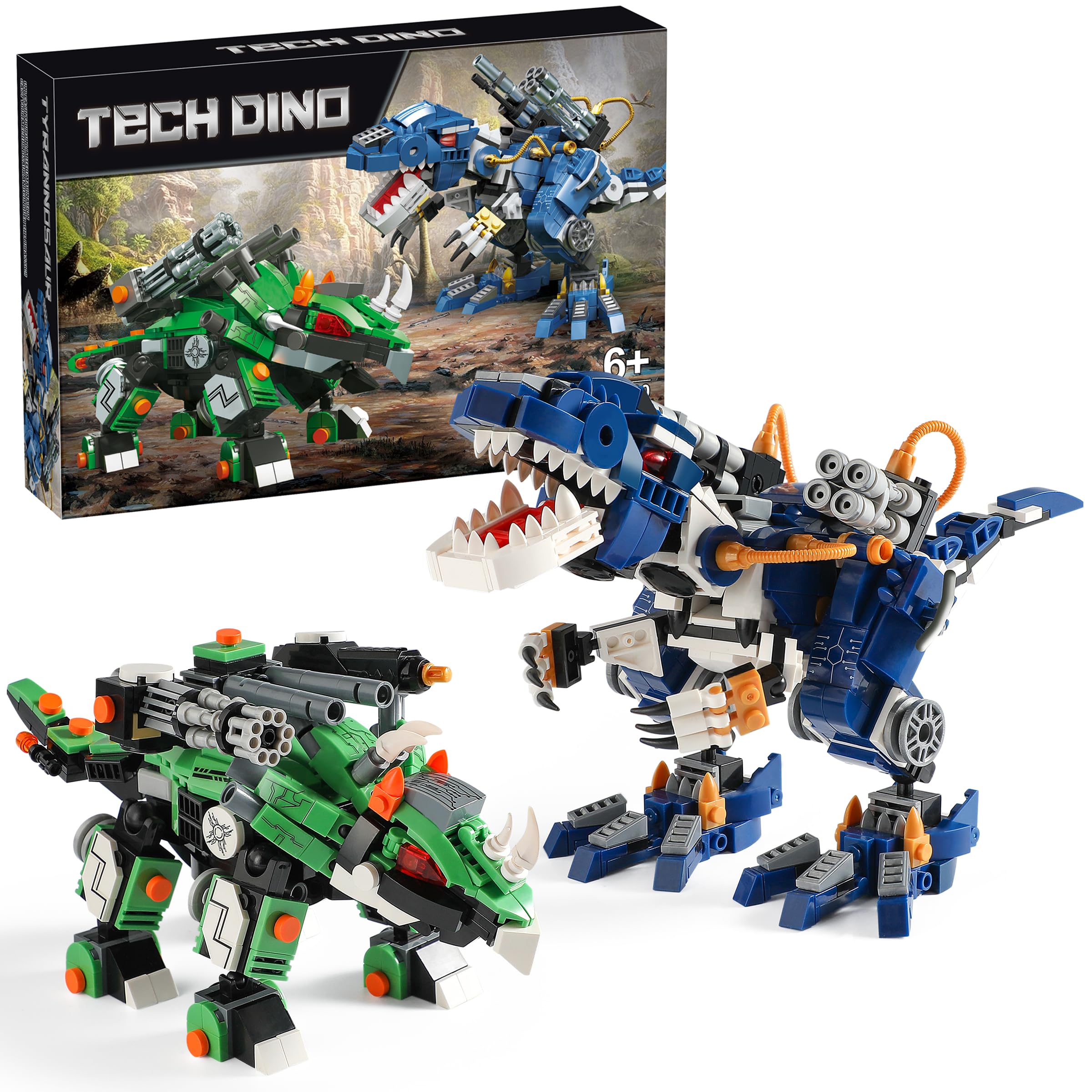 JOYCOLI Dinosaur Toys Building Blocks Sets, Includes 2 Large Dinosaurs ...