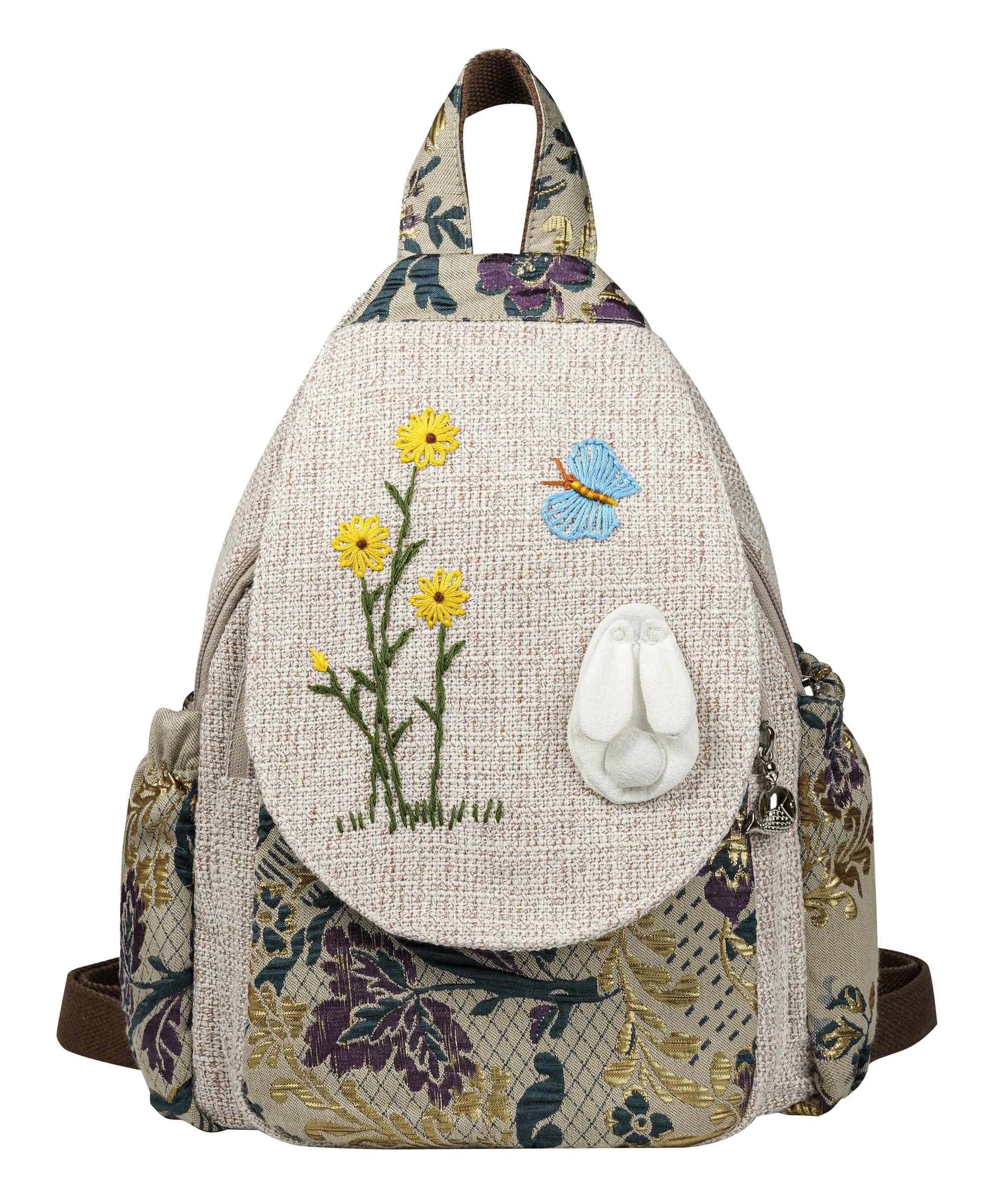 HUANGGUOSHU Hippie Bohemian Knit Mini Backpack for Women - Handcrafted ...