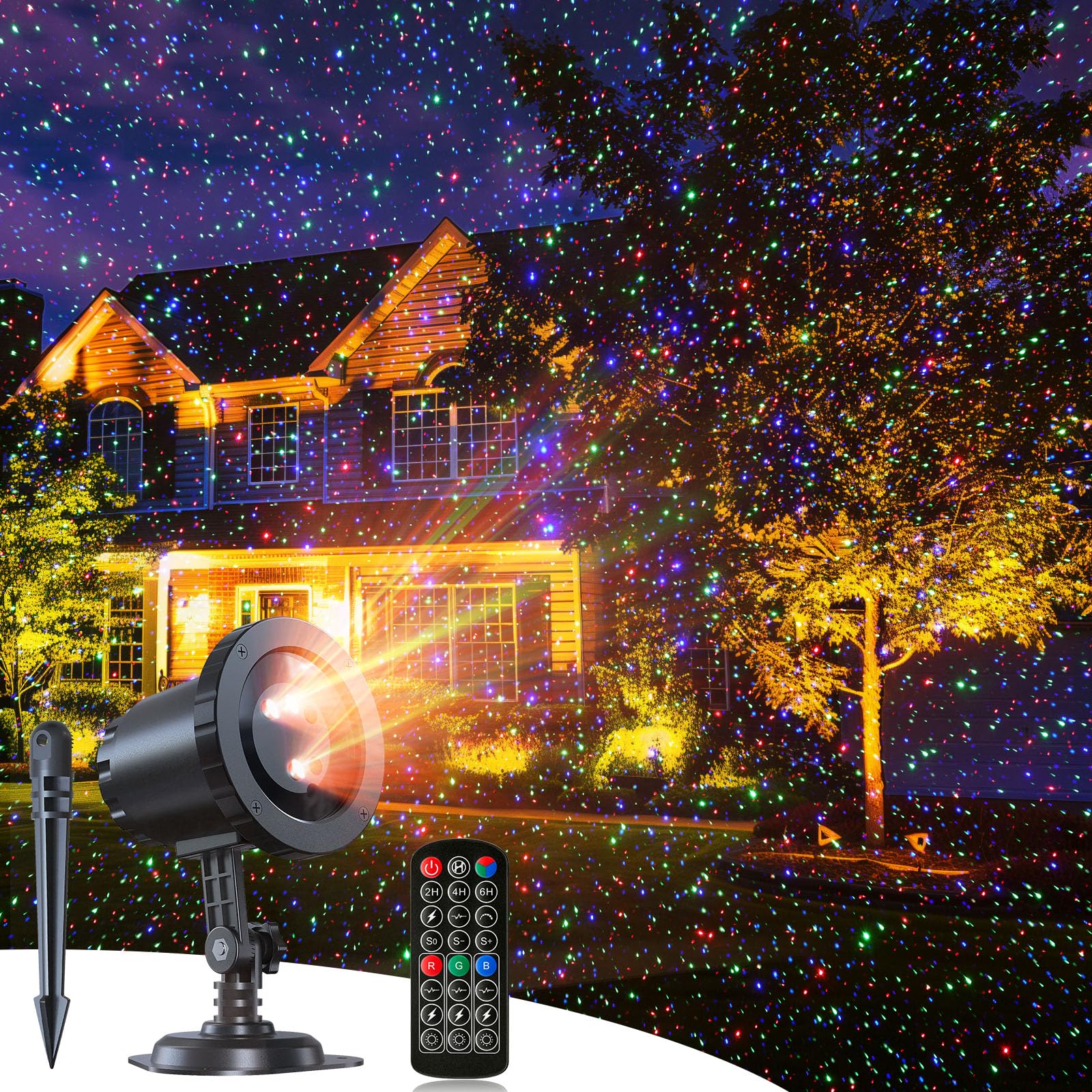 Minetom Outdoor Christmas Laser Lights with Remote, Moving RGB ...