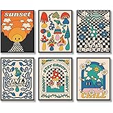 Amazon.com: YAODAYAO Hippie Wall Art Vintage Wall Decor Prints Set of 6 Hippie Flower Canvas 60s ...