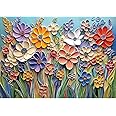 Amazon.com: MINIWAN Colorful Embossed Flowers Puzzles for Adults, Plant ...