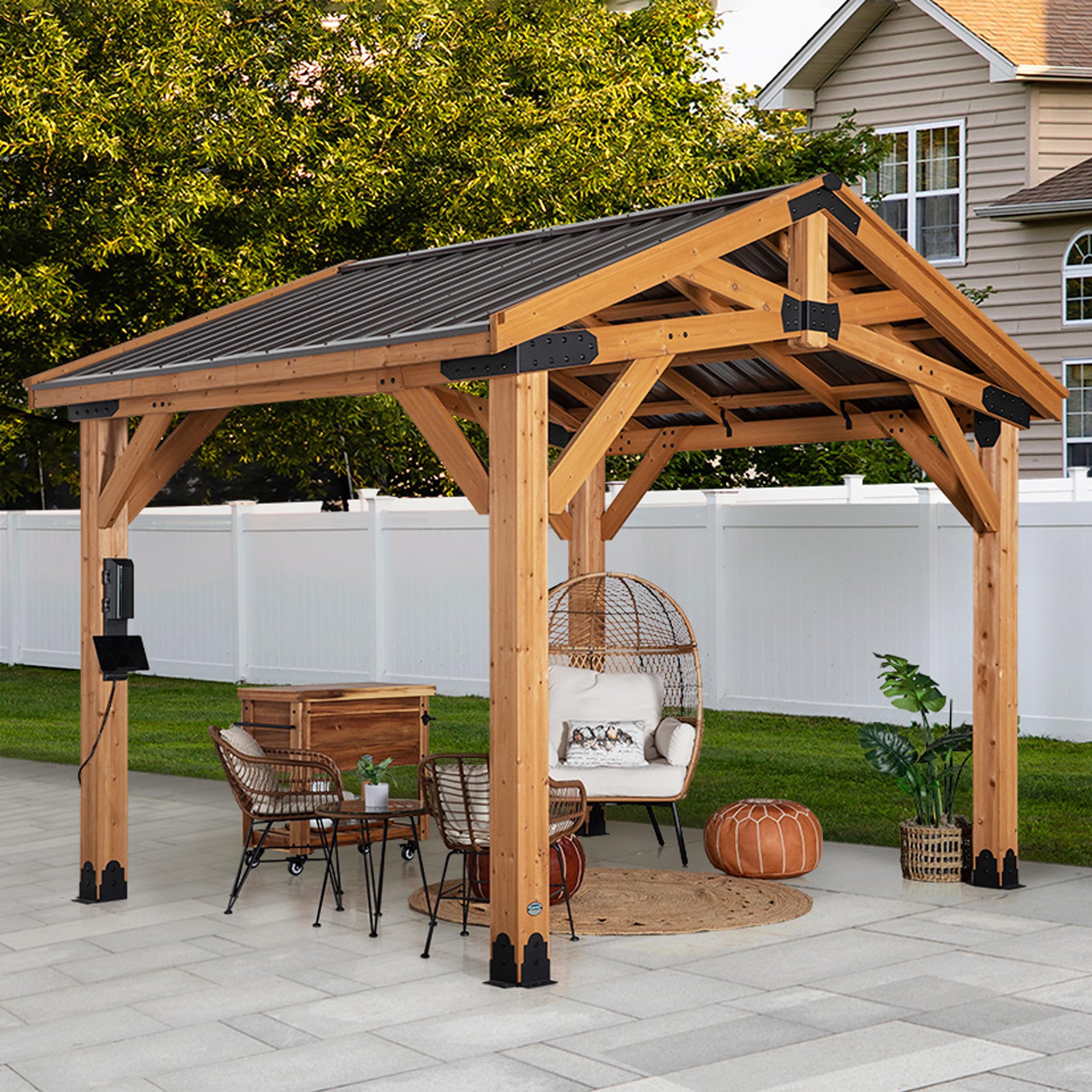 Backyard Discovery Norwood 12 ft. x 10 ft. Cedar Wood Gazebo Pavilion ...
