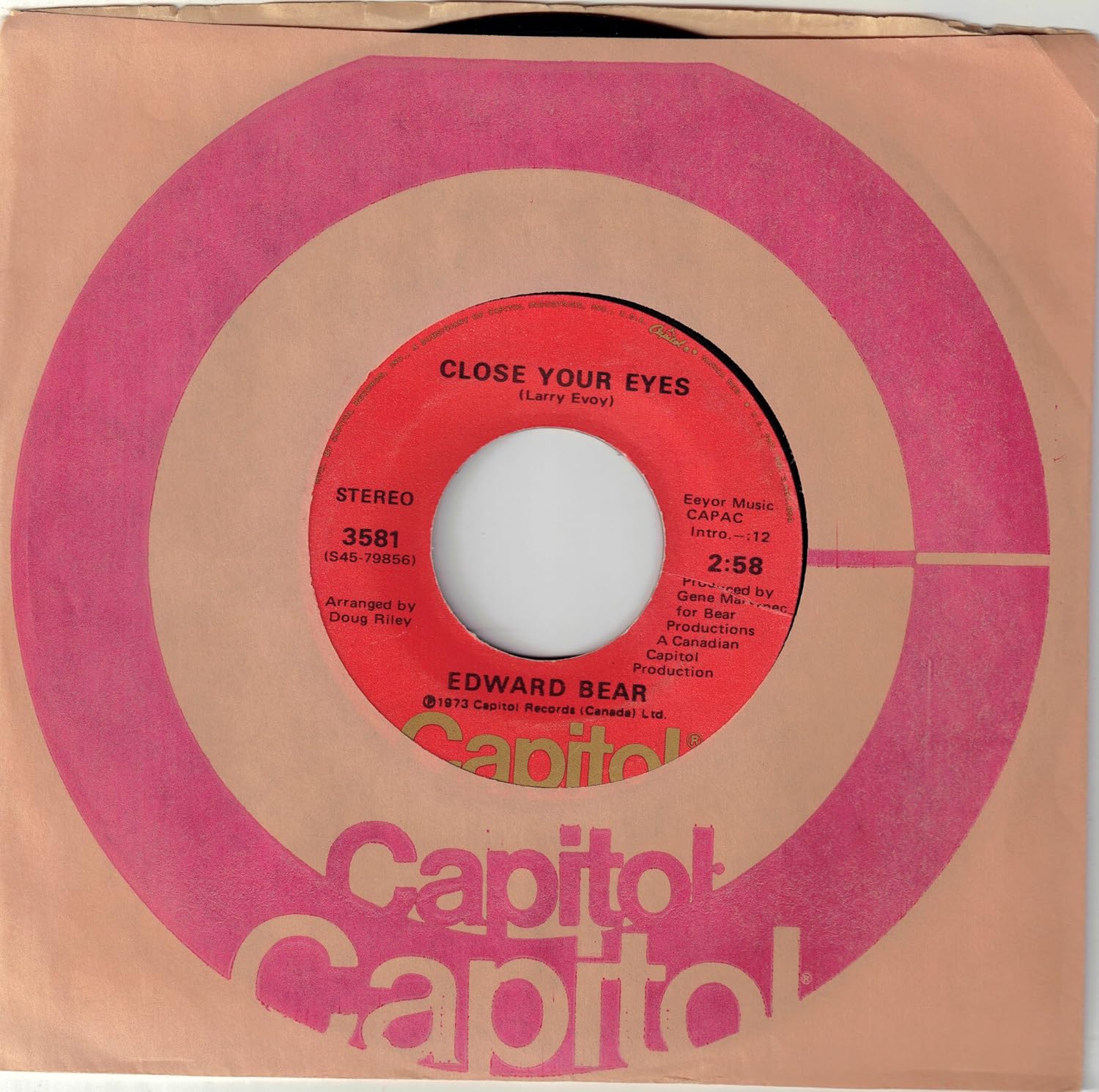 EDWARD BEAR - EDWARD BEAR/Close Your Eyes/45rpm record - Amazon.com Music