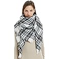 Women's Fall Winter Scarf Classic Tassel Plaid Tartan Scarf Warm Soft Chunky Large Blanket Wrap ...