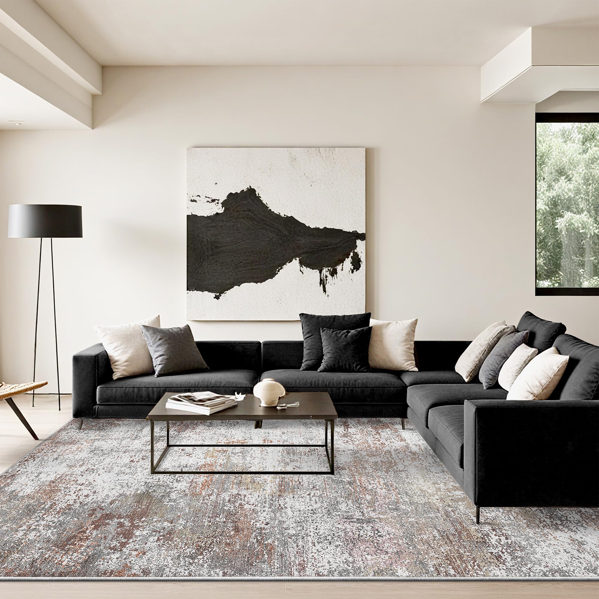 Art&Tuft Washable Rug, Anti-Slip Backing Abstract Area Rugs, Stain ...