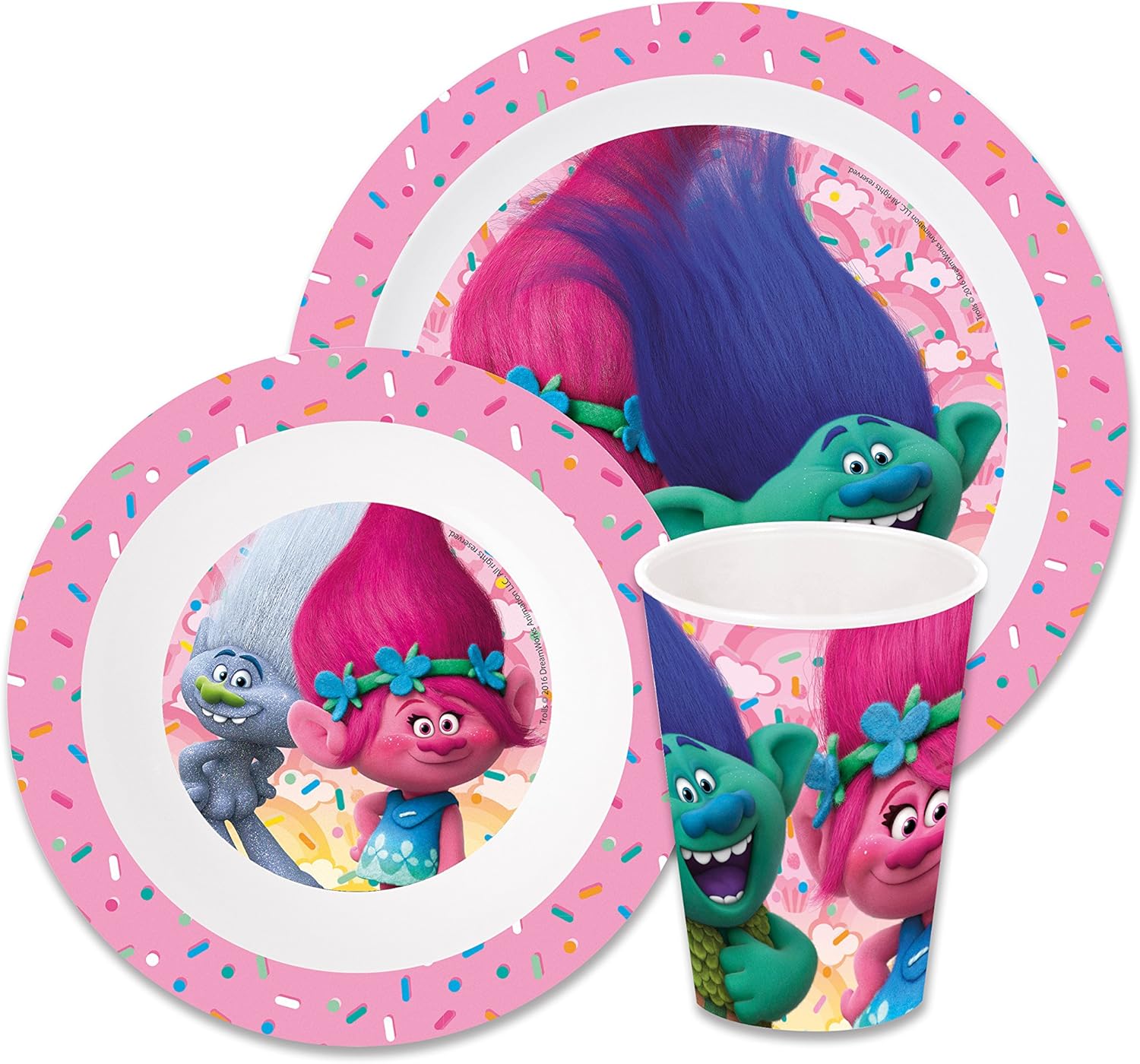 Joy Toy “Trolls Dinnerware-Set, Multi-Colour, 3-Piece – BigaMart