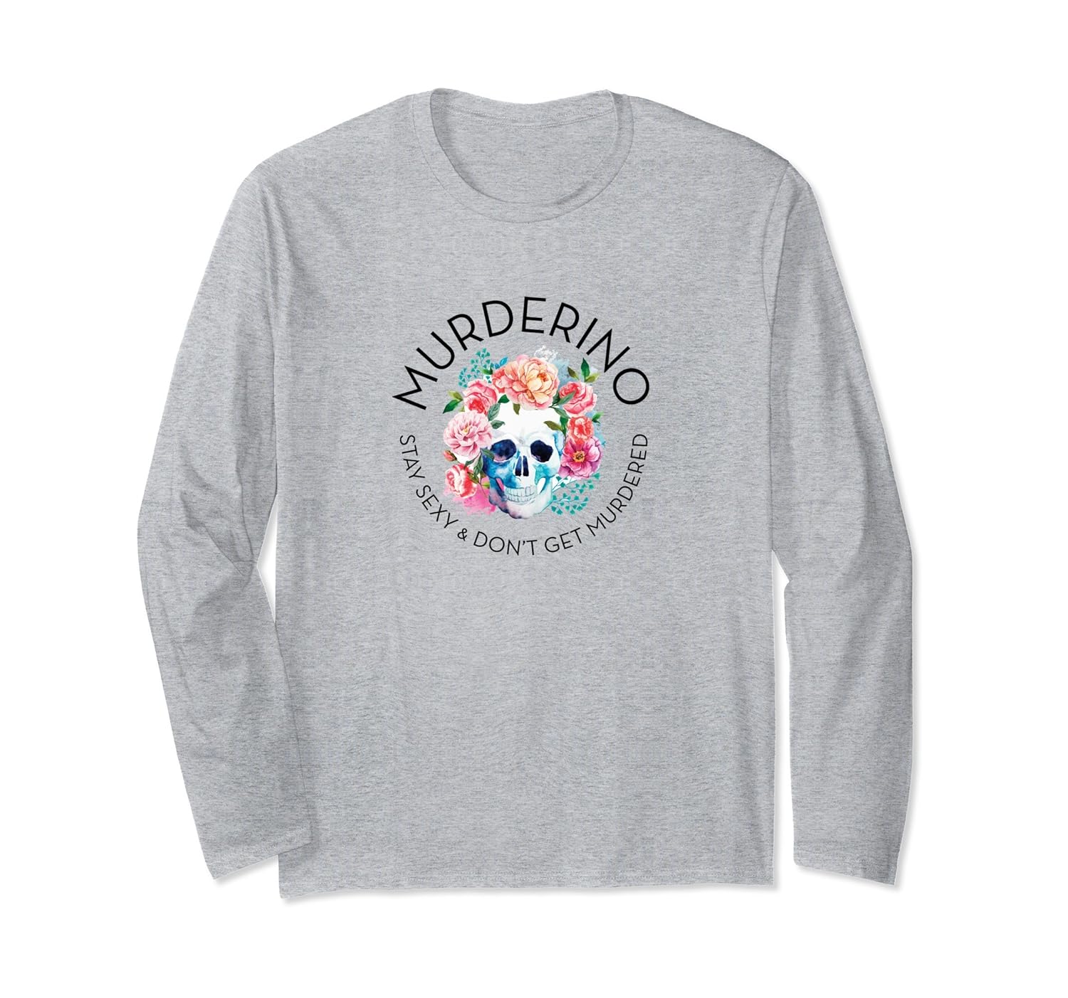 MURDERINO Skull & Flowers – Long Sleeve T-Shirt-4LVS