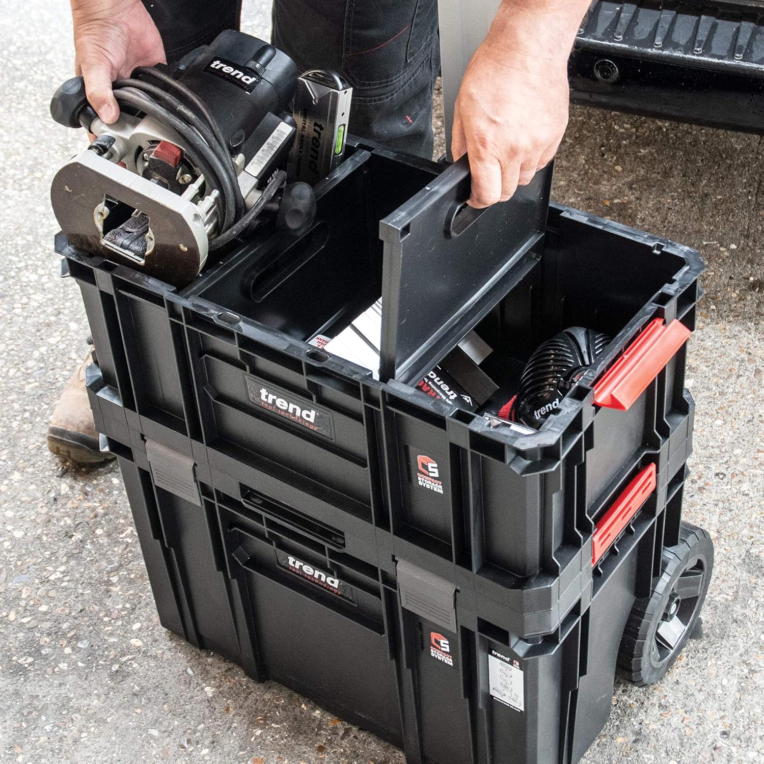 Trend MS/C/200TD Compact Modular Storage Tote Box 200mm C/W Divider ...