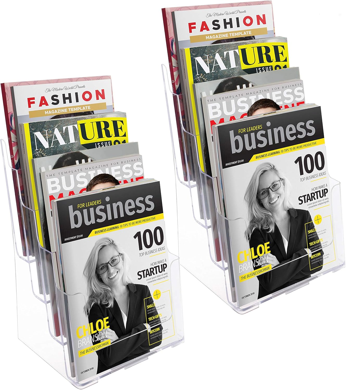 Kurtzy A4 Literature Display Stand (2 Pack) – 4 Pocket Clear Acrylic ...