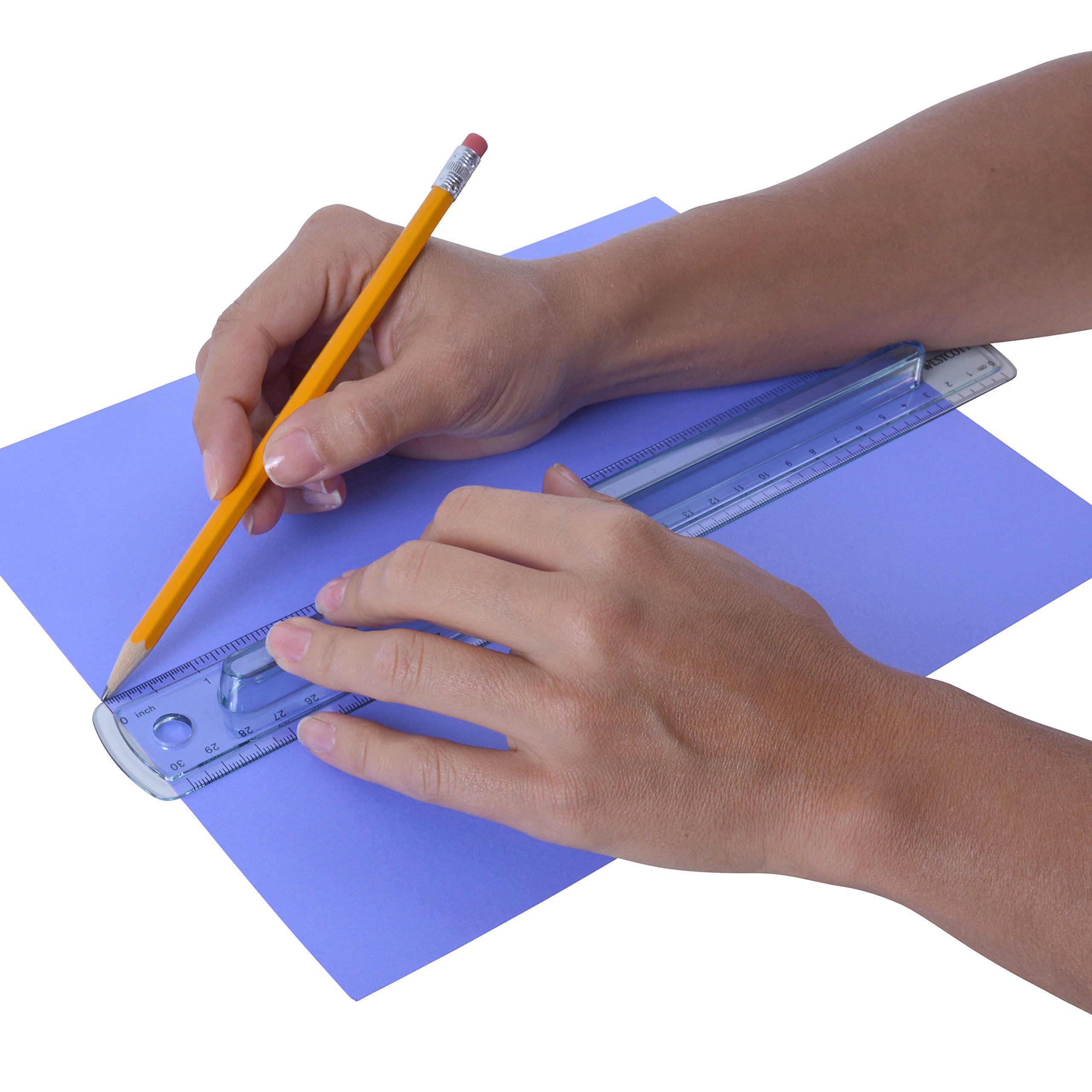 Westcott Finger Grip Ruler, Smoke Plastic, Inches and Metric, 12-Inch ...