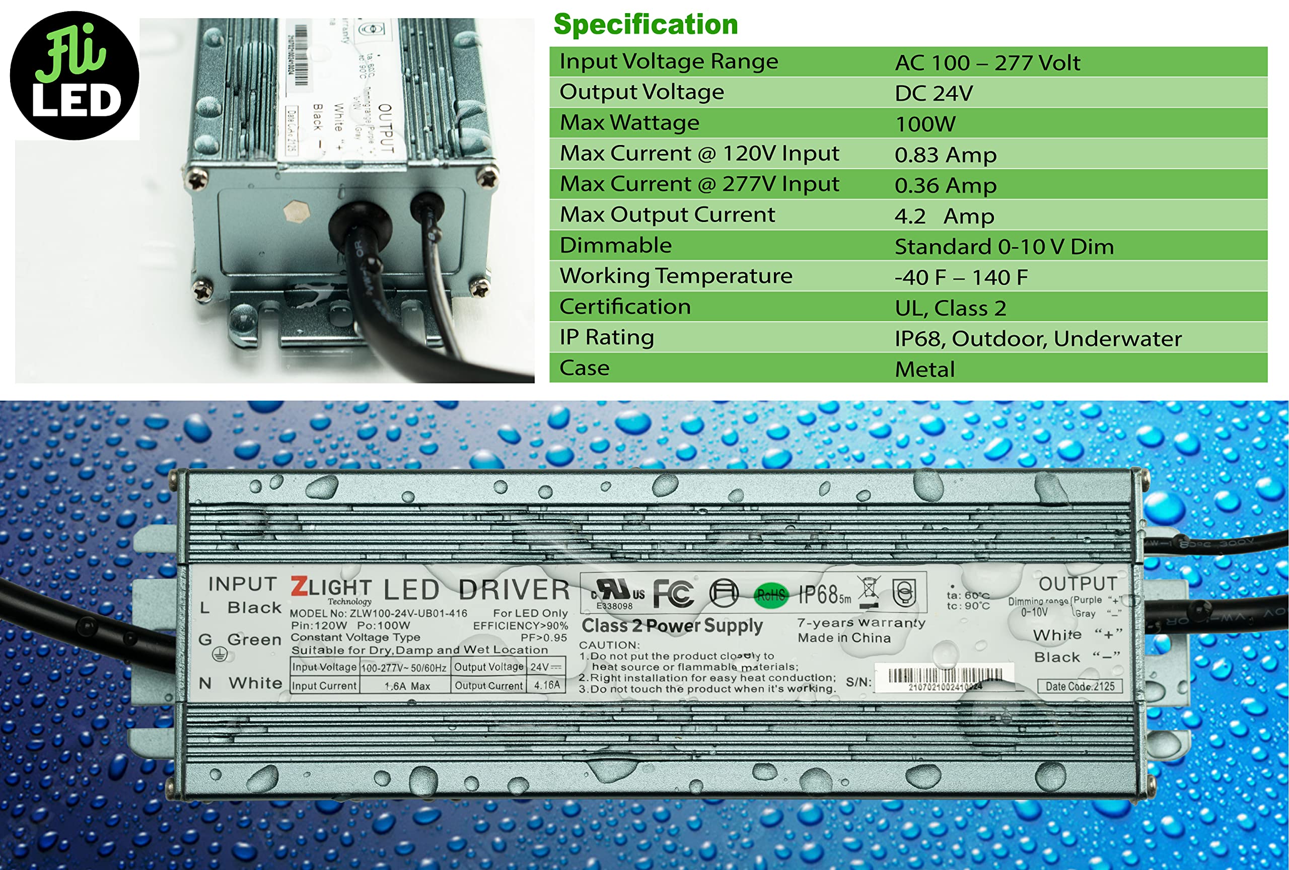 Mua Class 2 LED Constant Voltage Driver, 100 Watt, 120-277VAC Input ...