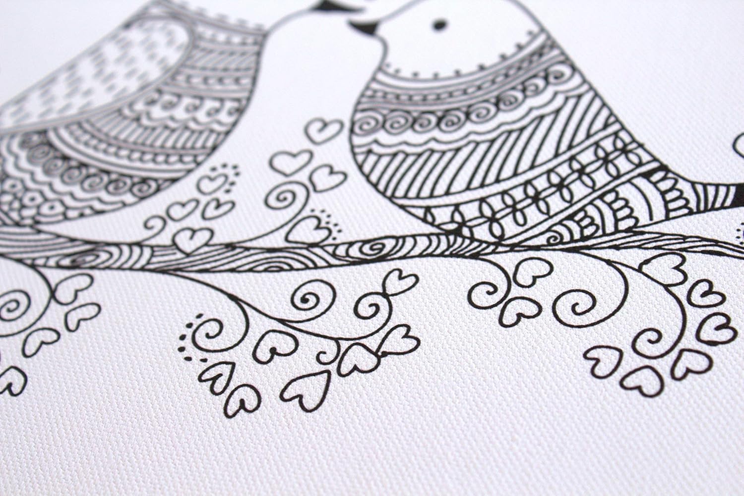 Lovebirds Coloring Canvas For Adults Stretched primed canvas to color ...