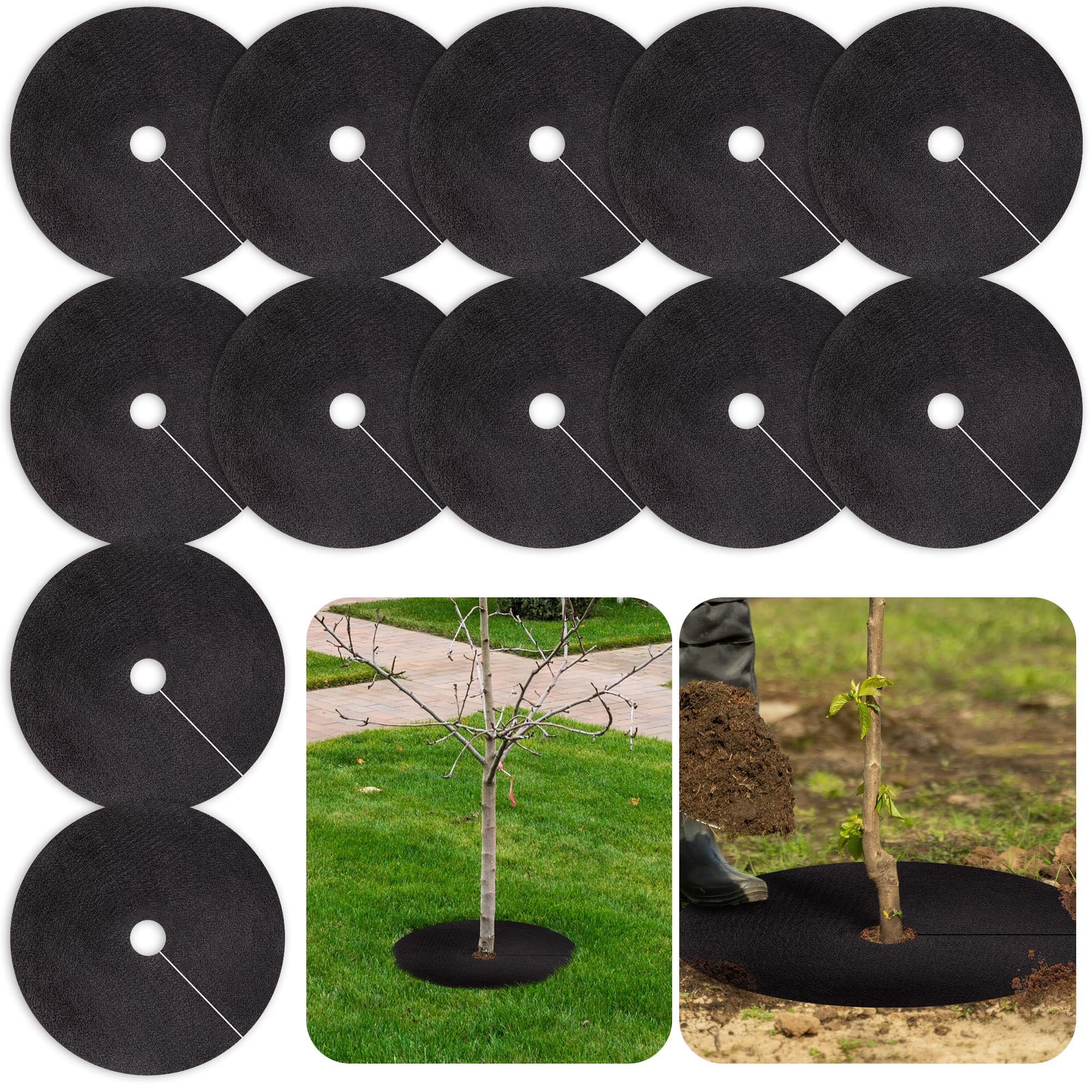 UCandy Pack 12 Non-Woven Tree Mulch Ring, 20.47 Inch Weed Barrier mat ...