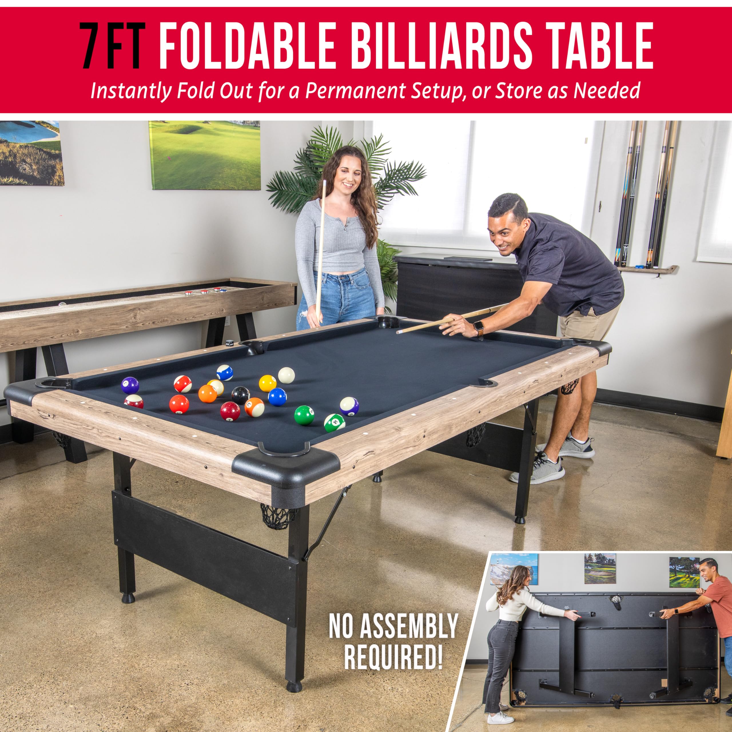 Mua GoSports 7 or 8 ft Portable Pool Table - No Assembly Required ...