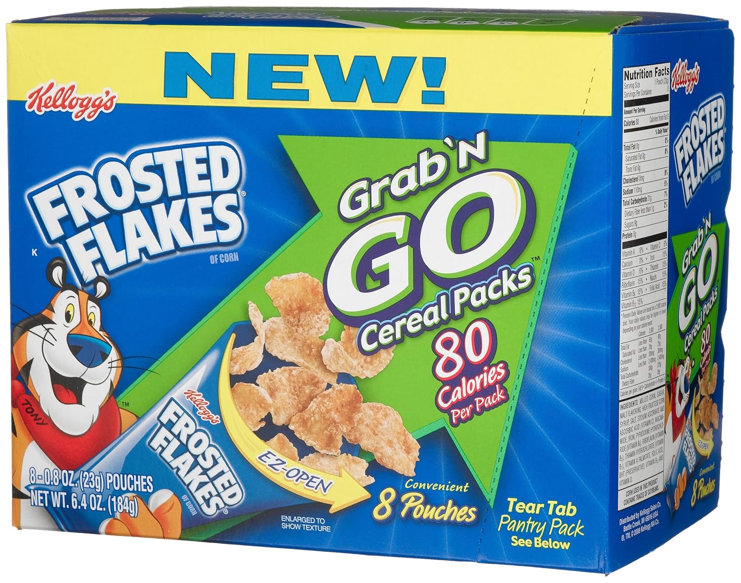 Amazon.com: Kellogg's Grab'N Go Frosted Flakes, 8-Count Pouches (Pack ...