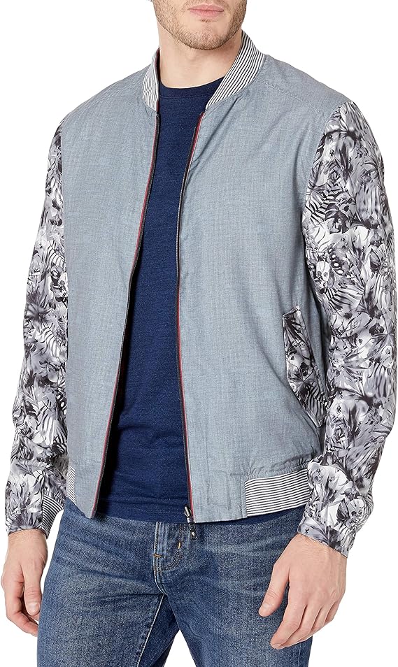 Robert Graham Men's Nimble Poly Cotton Woven Bomber Jacket Transitional ...