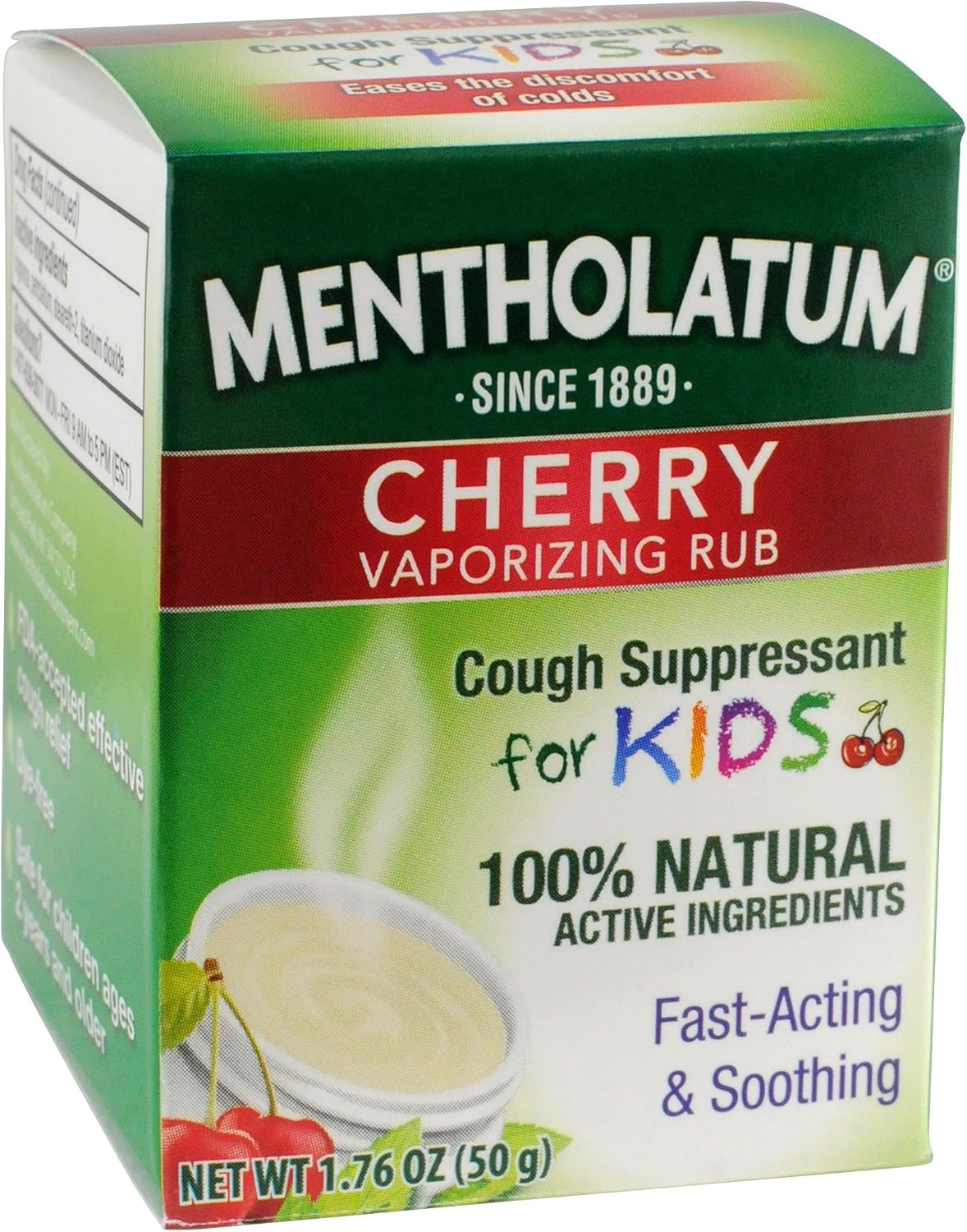 Amazon.com: Mentholatum Cherry Vaporizing Rub for Kids, 1.76 oz. (50g ...