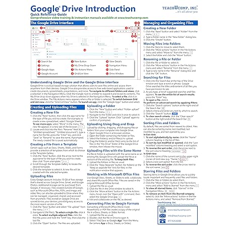 Mua Google Drive Quick Reference Training Card - Laminated Tutorial Guide Cheat Sheet ...