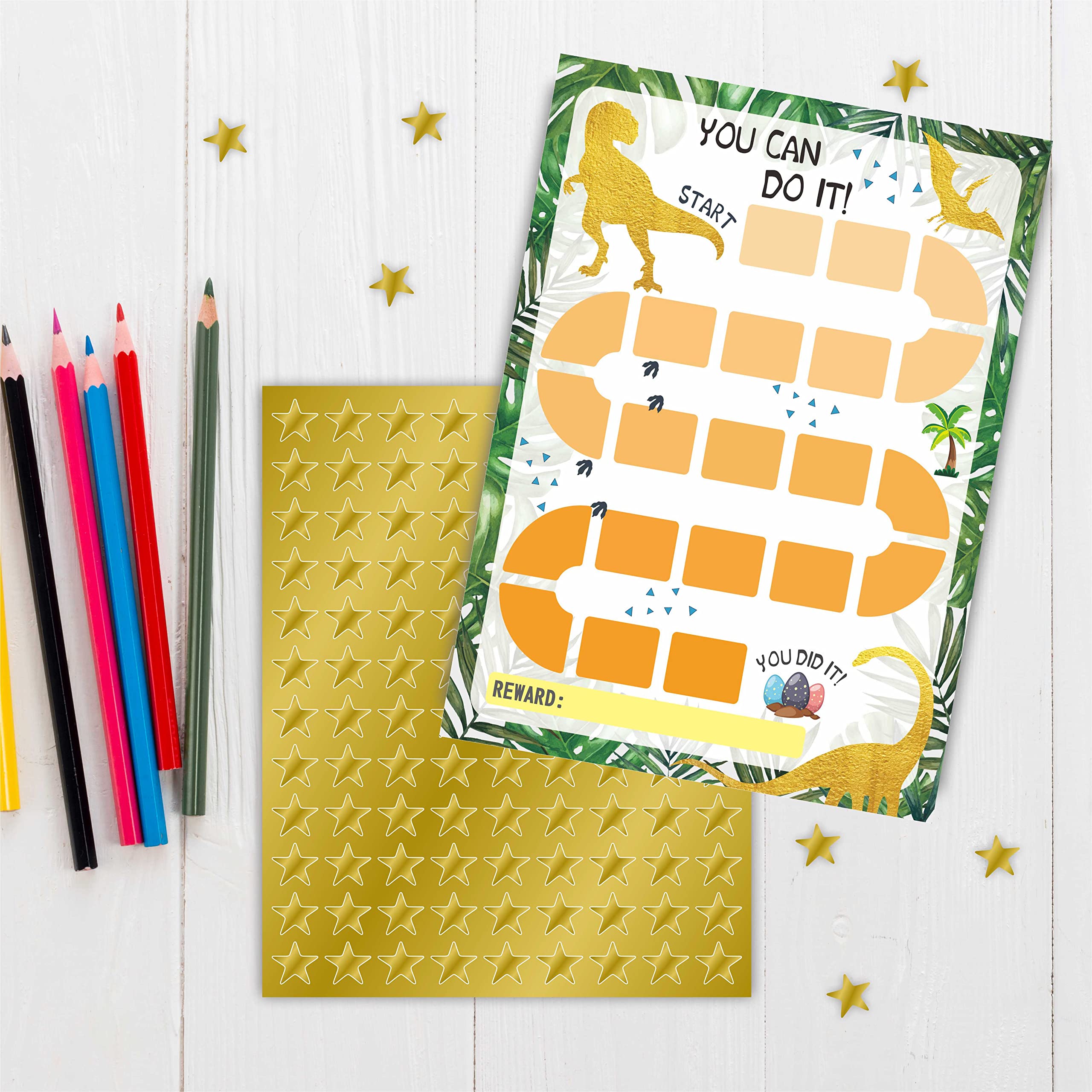 Mua Dinosaur Reward Chart with Golden Star Stickers, Incentive Chart, T ...