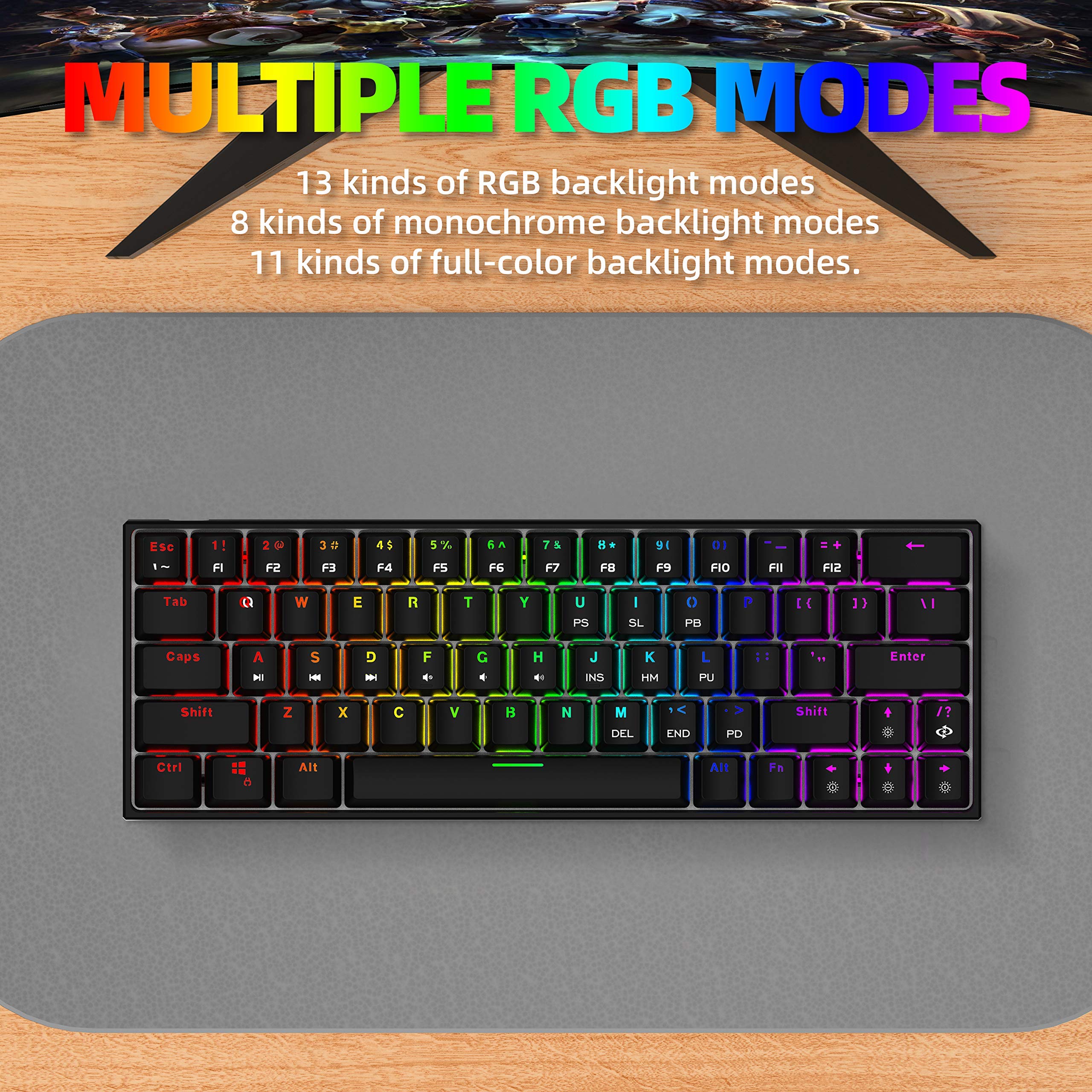 Mua Ractous RTK63 60% Mechanical Gaming Keyboard True RGB Backlit Type ...