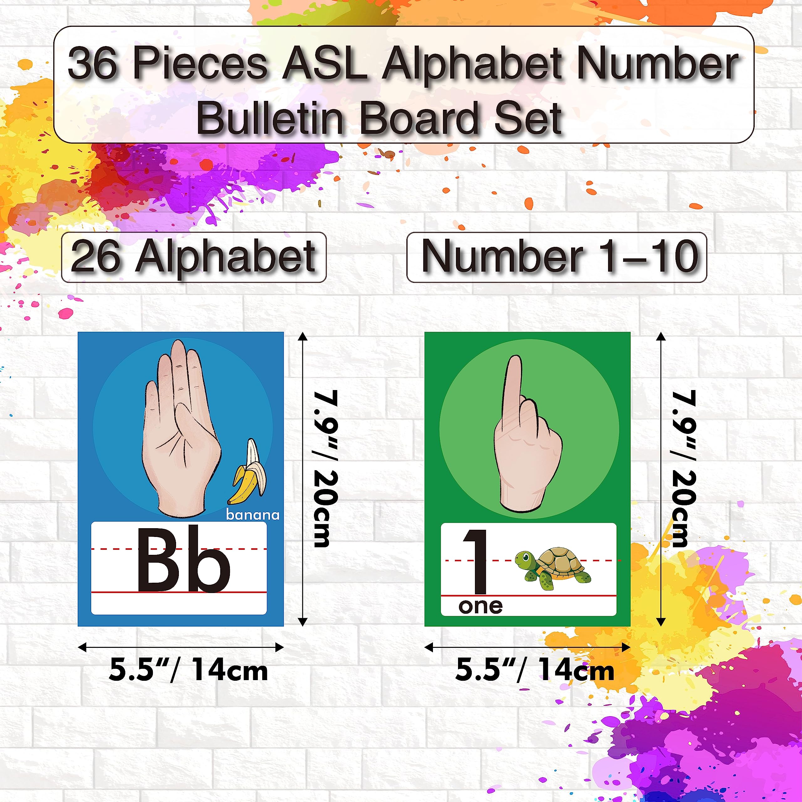 Asl Poster YIYDONG 24 S Set - American Sign Language Educational Charts ...