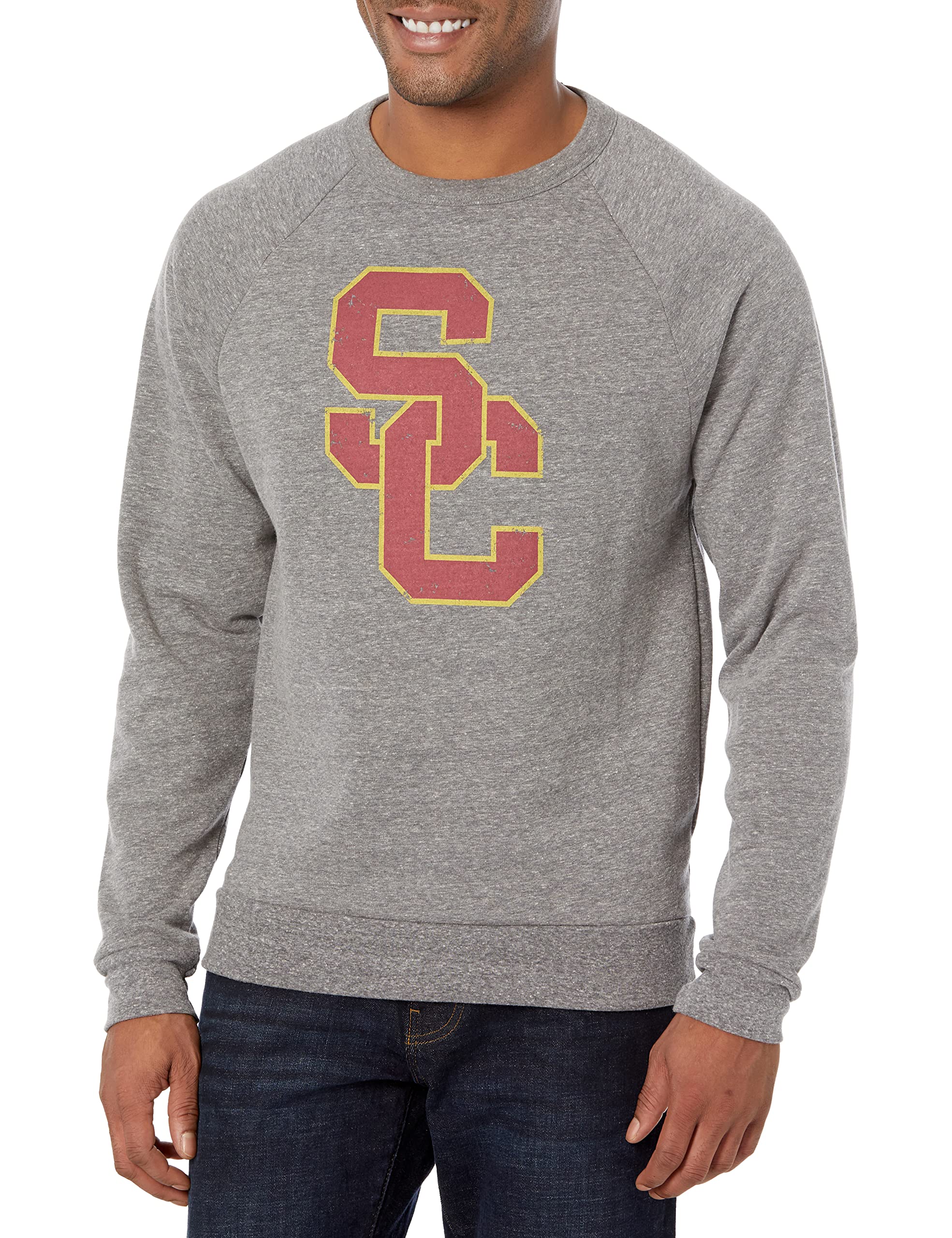 Blue 84 Men's USC Trojans Tri-Blend Crewneck Sweatshirt Vintage Icon ...