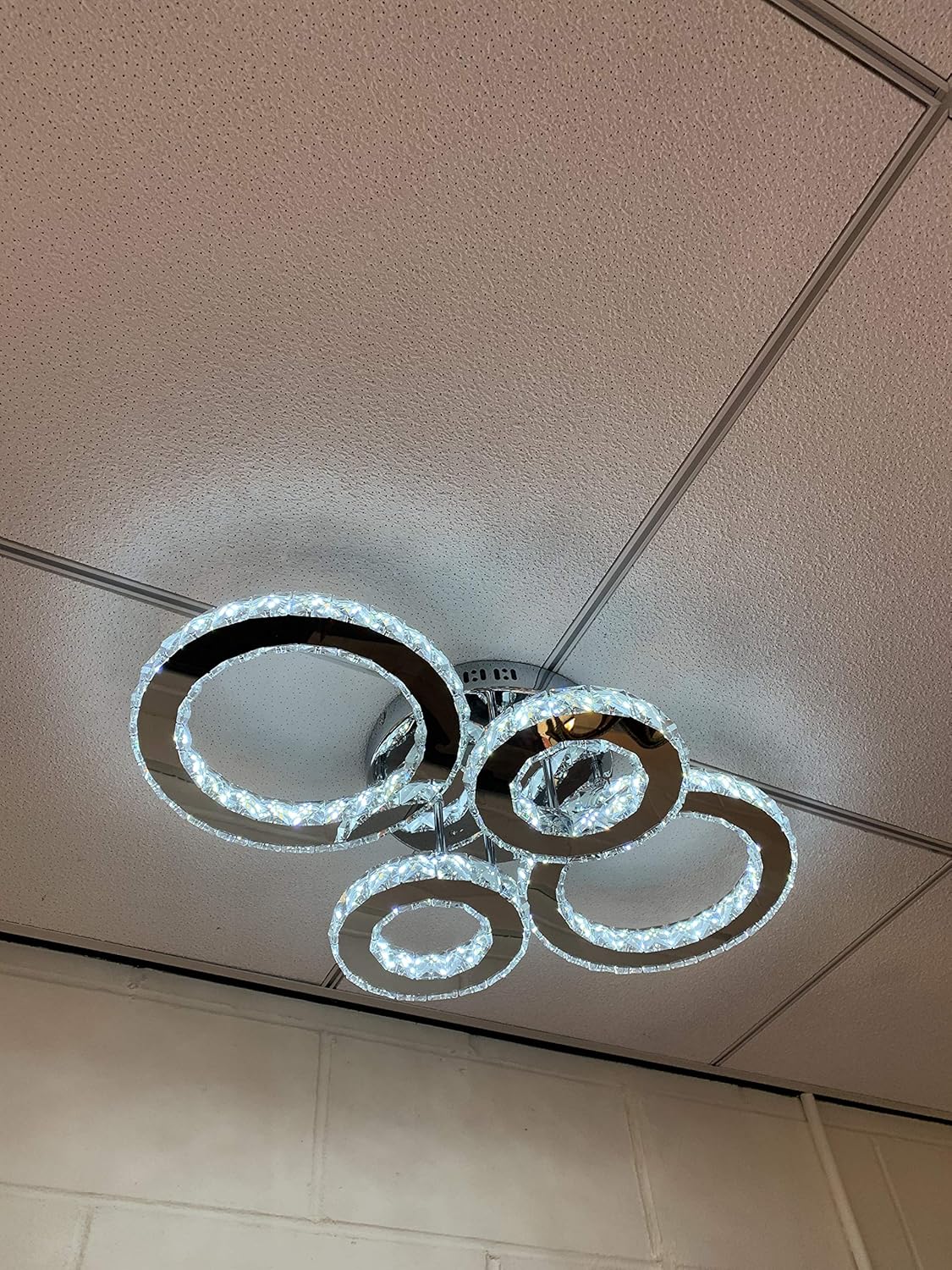 Febland Remote Control LED Four Ring Flush Chandelier, White – BigaMart