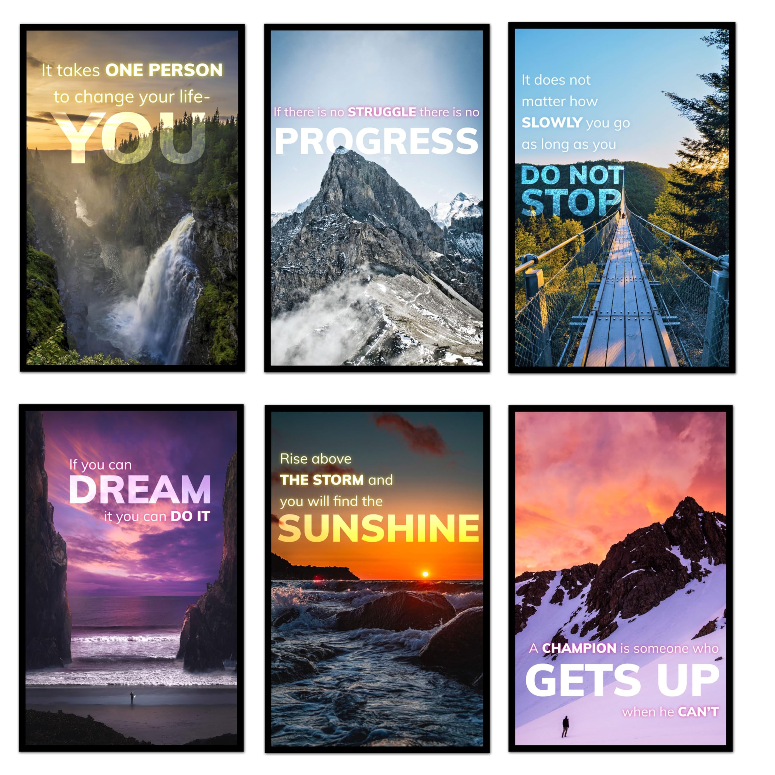 6 Inspirational Posters - Motivational Posters for Classroom, Gym ...